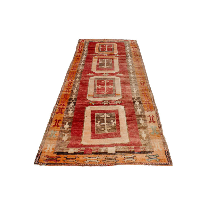 Home and Rugs 4x9 Red and Orange Turkish Tribal Runner | Wayfair
