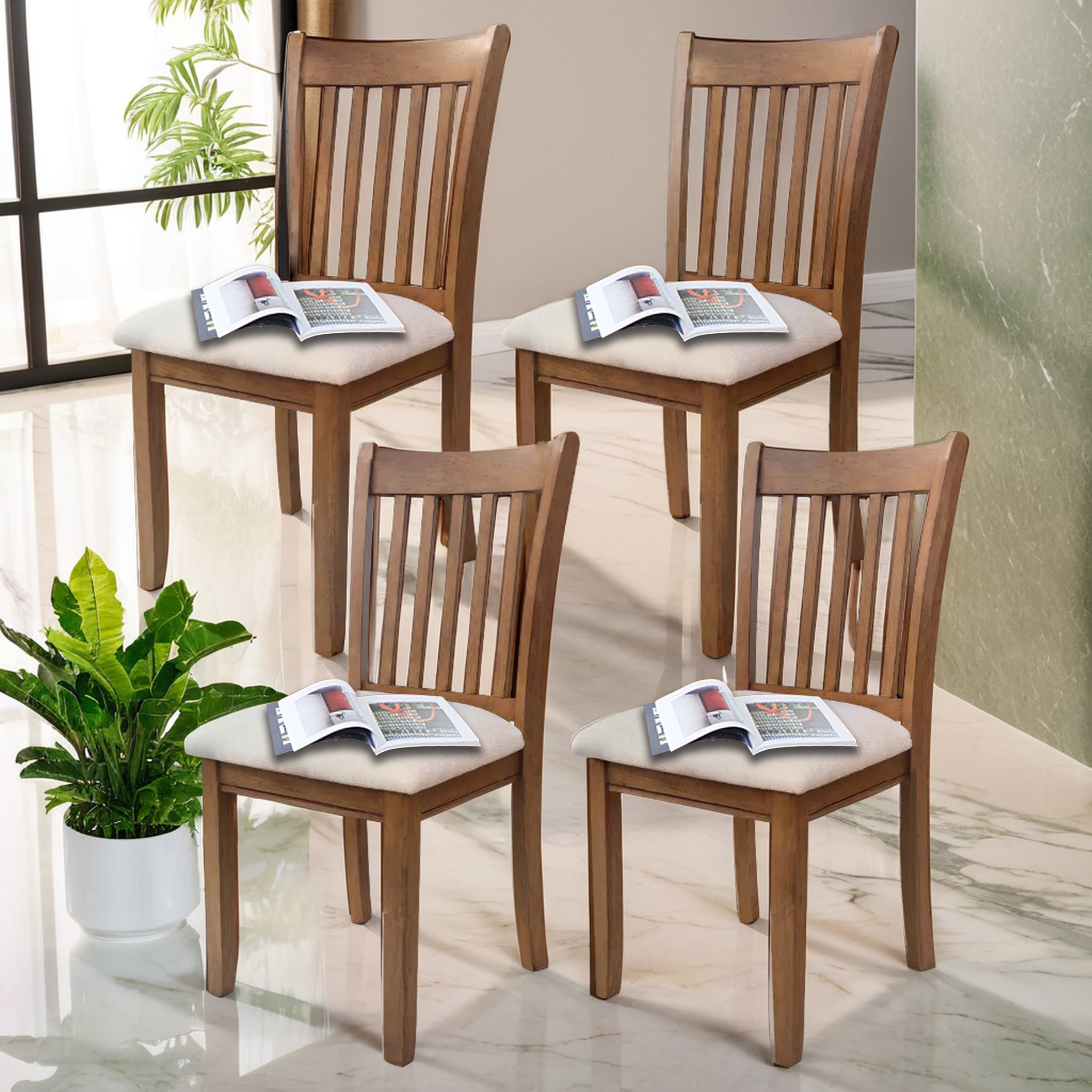 Red Barrel Studio® Wooden Solid Wood Dining Chairs (Set of 4) | Wayfair