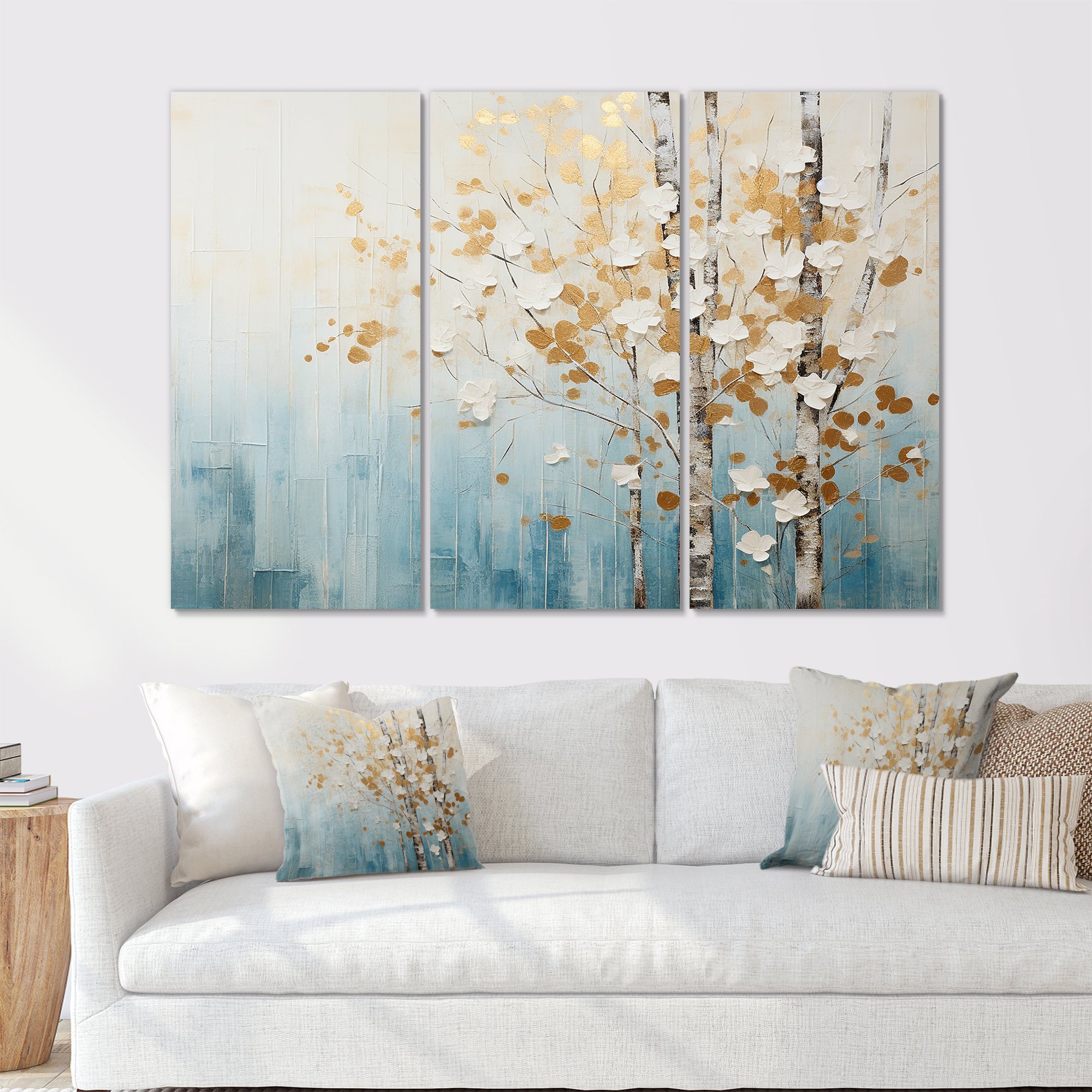 Lark Manor™ Minimalism Blue And Gold Forest I - Forest Canvas Wall Art ...