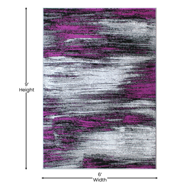 17 Stories Alexavior Purple/Gray Abstract Scraped Pattern Area Rug ...