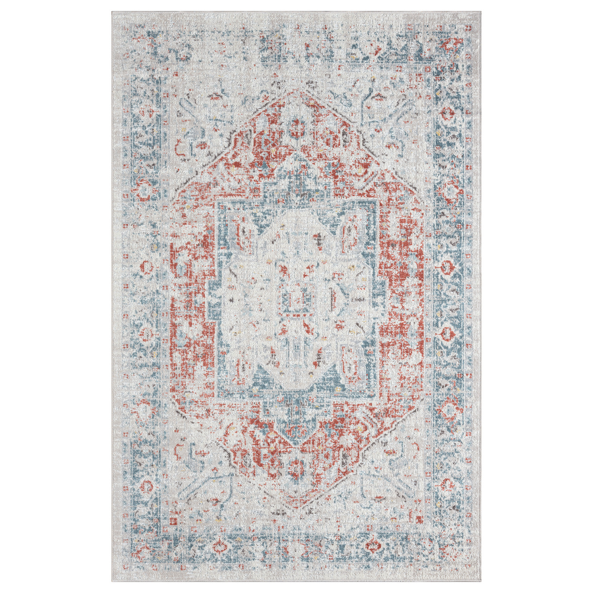 Bungalow Rose Blue/Rust Bohemian Medallion Indoor/Outdoor Performance ...
