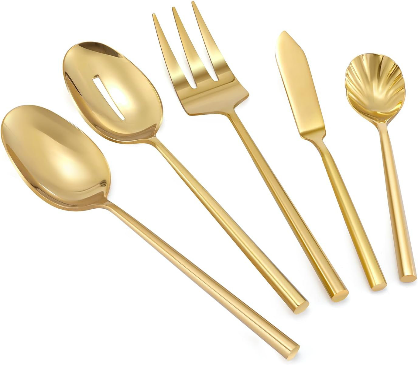 Everly Quinn 65-Piece Gold Flatware Set Stainless Steel Cutlery Set ...