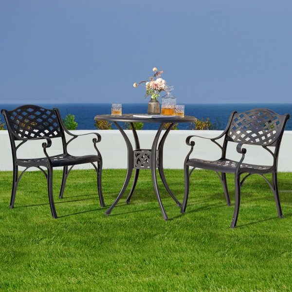 Red Barrel Studio® Outdoor 3-piece Cast Aluminum Bistro Set & Reviews ...