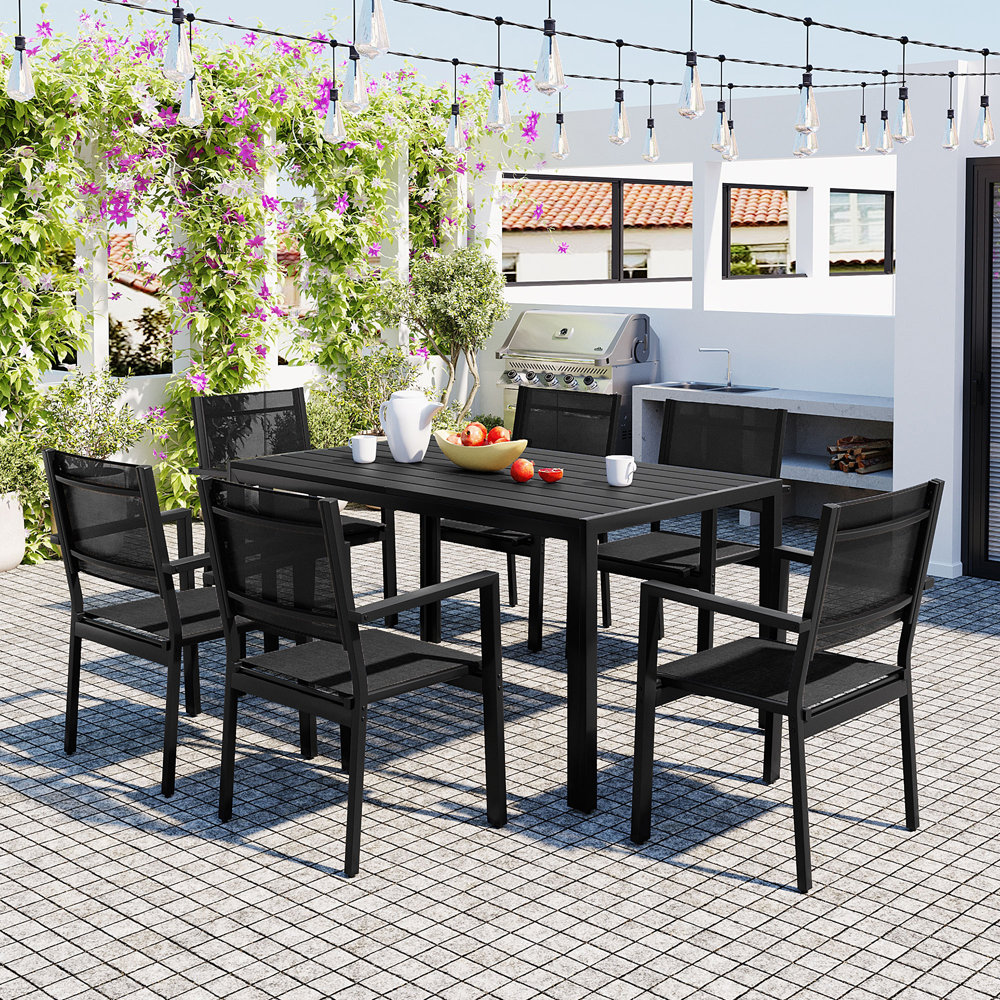 Hokku Designs Ralda All Steel 7-Pieces Dining Set With Rectangular ...