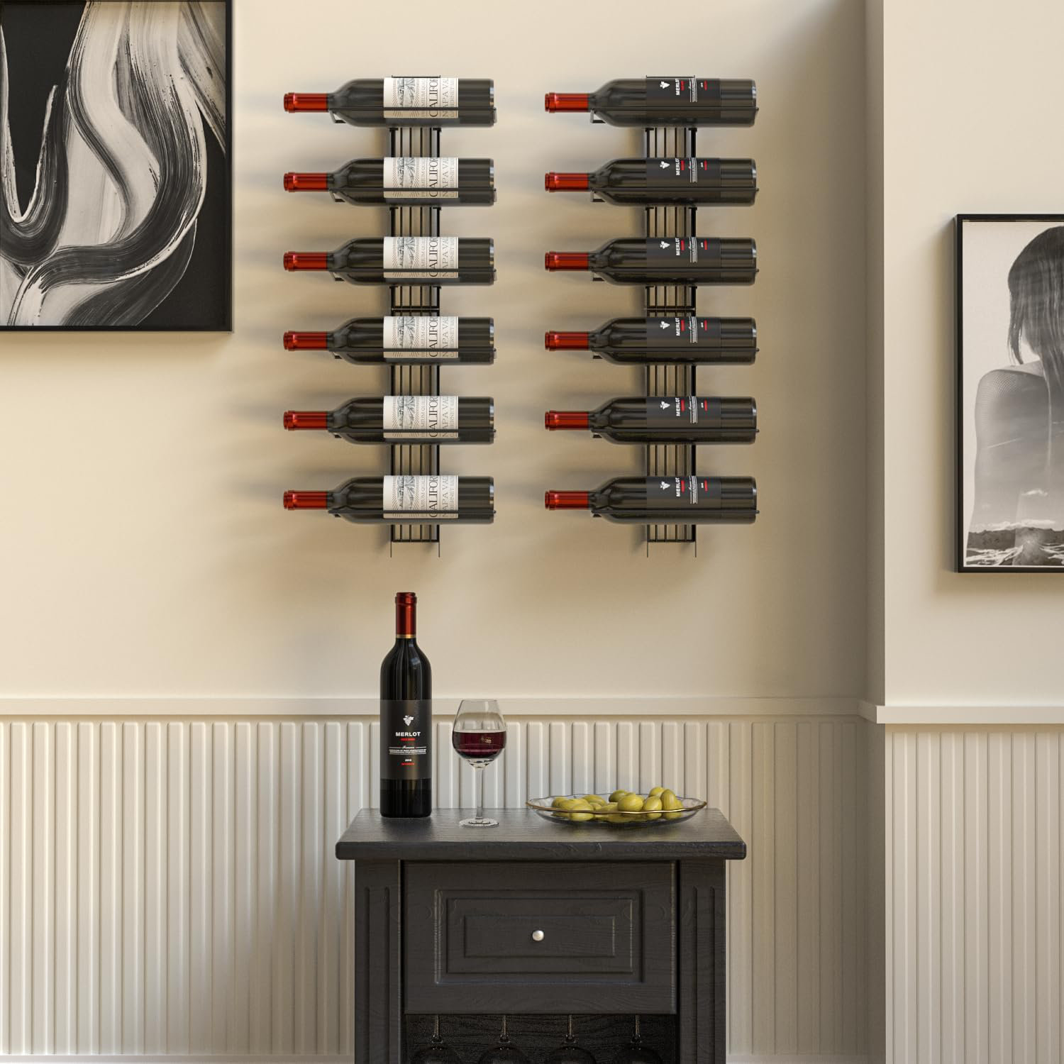 Latitude Run® Wall Mount Wine Rack Organizer For 12 Bottles, Heavy Duty ...
