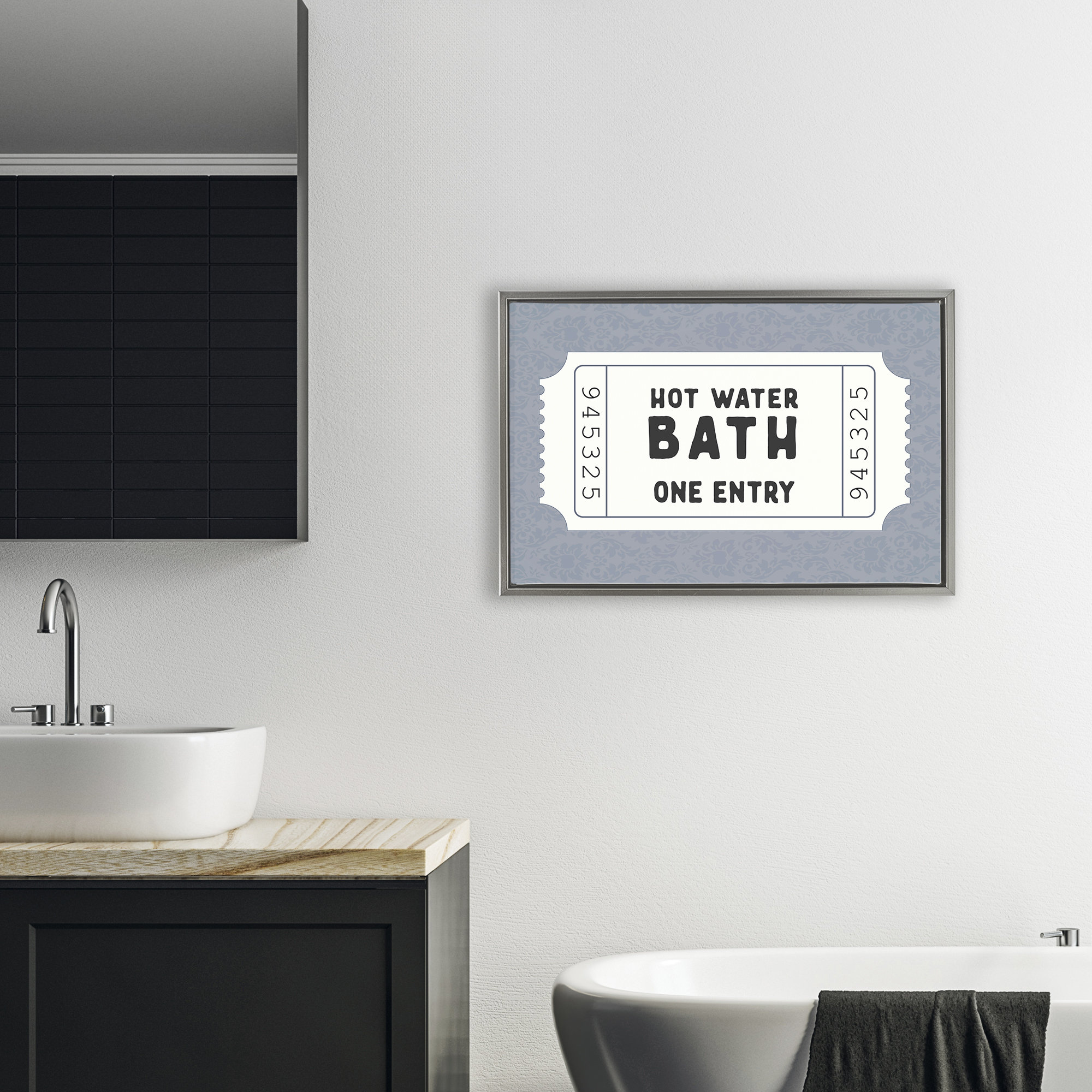 George Oliver Retro Bathroom Ticket Floating Frame, design by Lettered ...