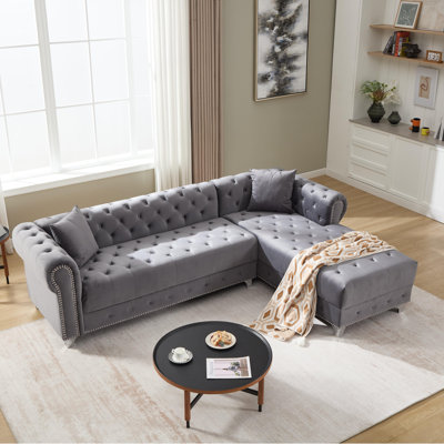 gray microfiber sectional sofa