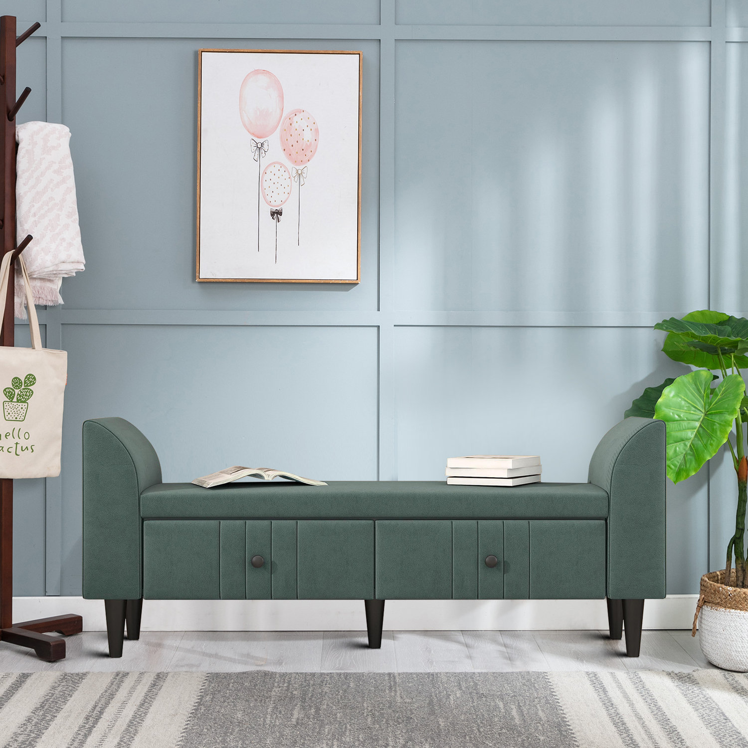 Everly Quinn Upholstered Drawer Storage Bench | Wayfair