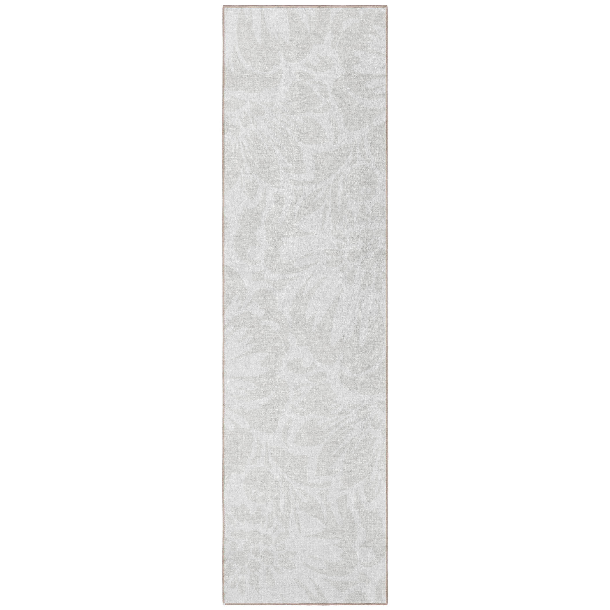 HomeRoots 8' Runner Ivory Floral Washable Non Skid Indoor Outdoor ...