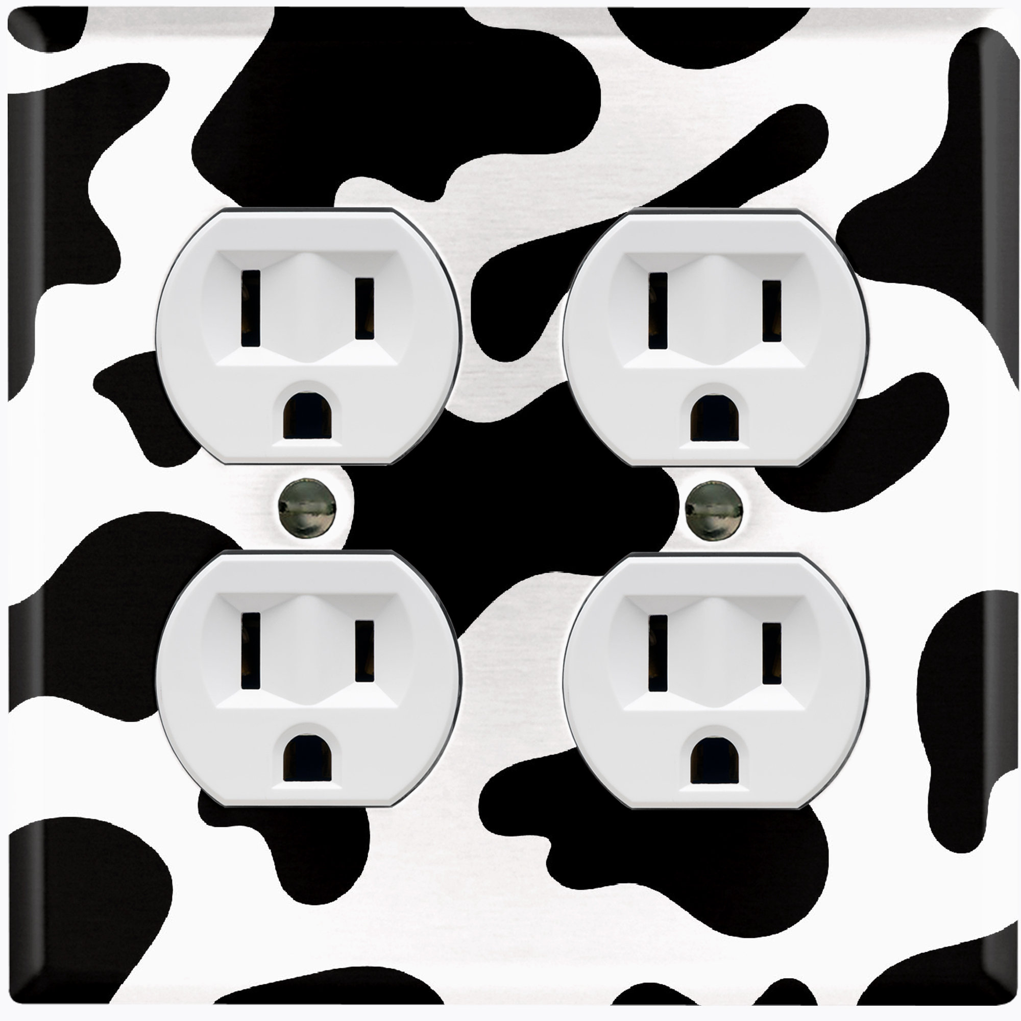 WorldAcc Metal Light Switch Plate Outlet Cover (Cow Print - Double ...