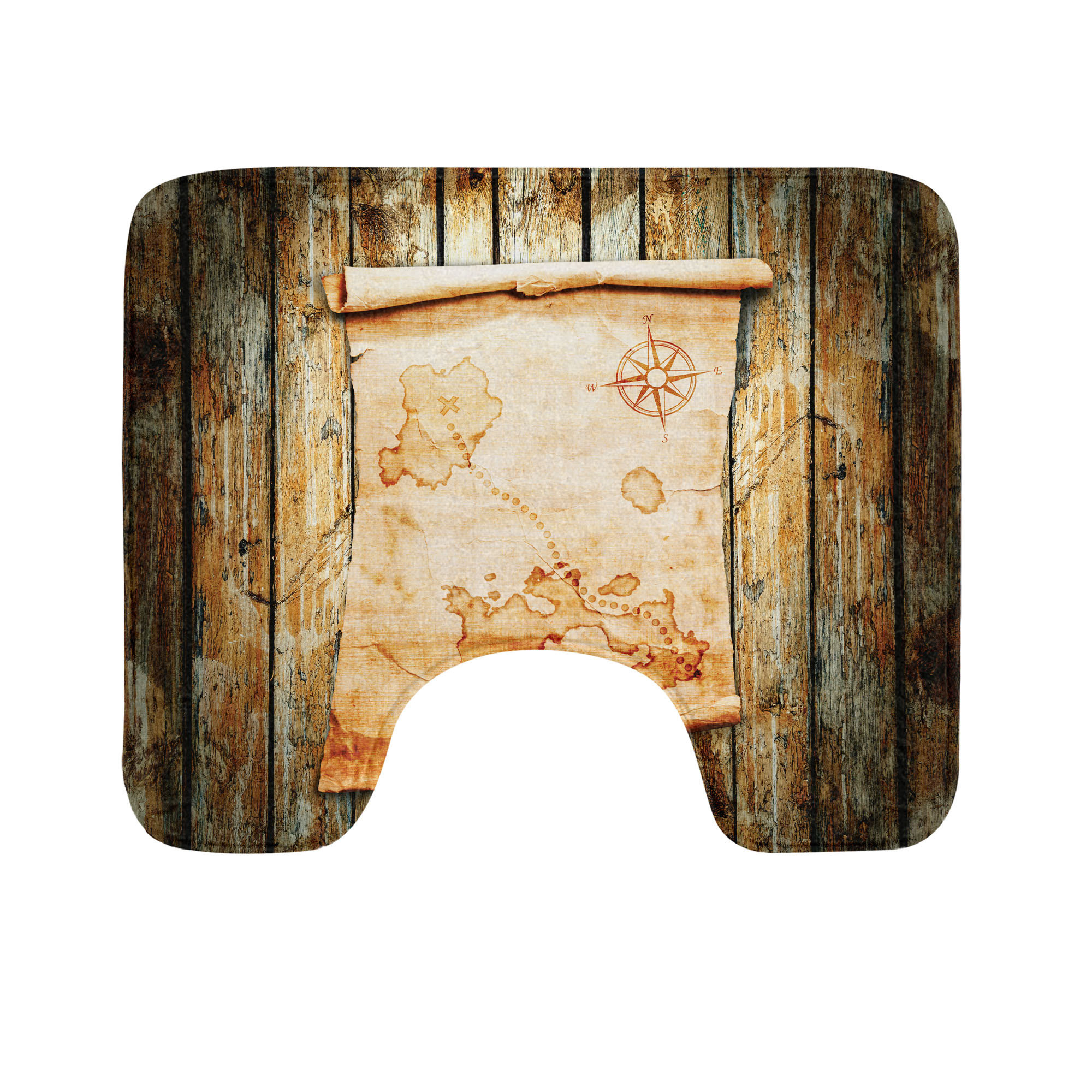 Breakwater Bay Pirate Toilet Mat U-Shape Bathroom Rug 20" Cream Brown ...