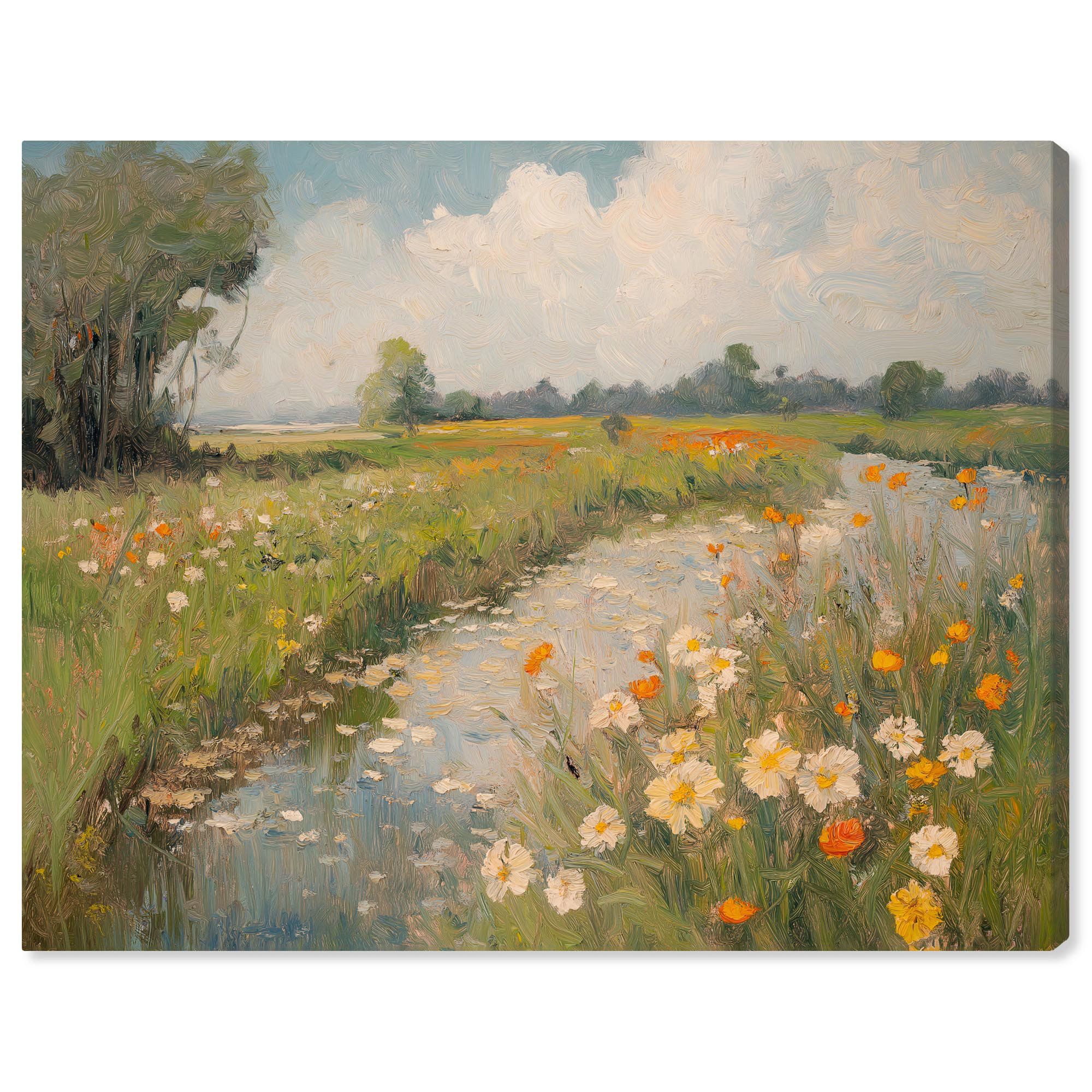 Art Remedy Waterway in Bloom Canvas Vintage Landscape by Art Remedy ...