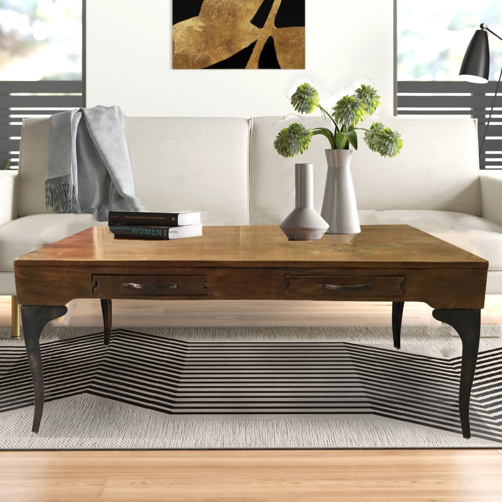 Designe Gallerie Melange Classic Coffee Table, Solid Wood & Iron ...