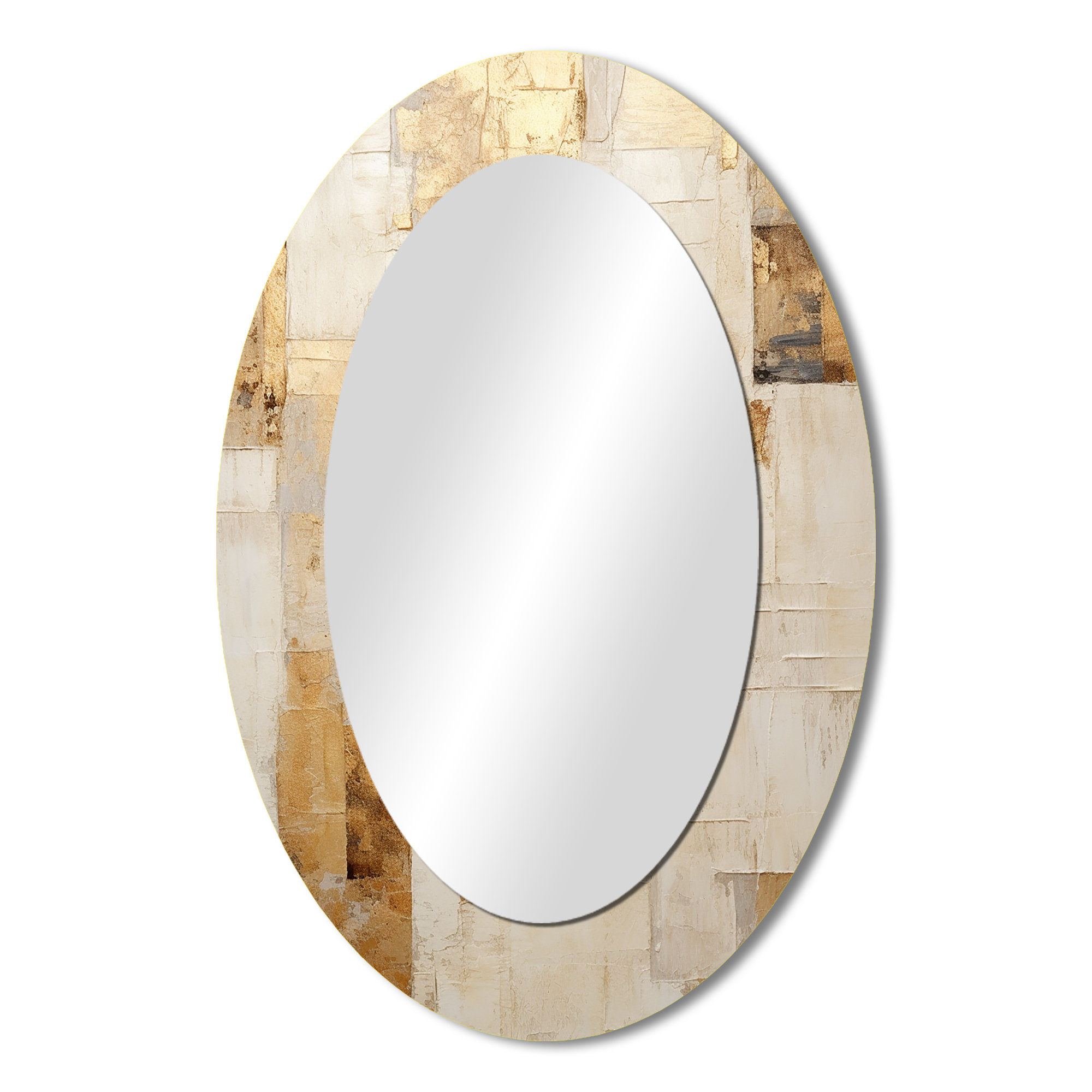 Mercer41 Beige Dream Collage I - Beige Oval Wall Mirror Decor | Wayfair
