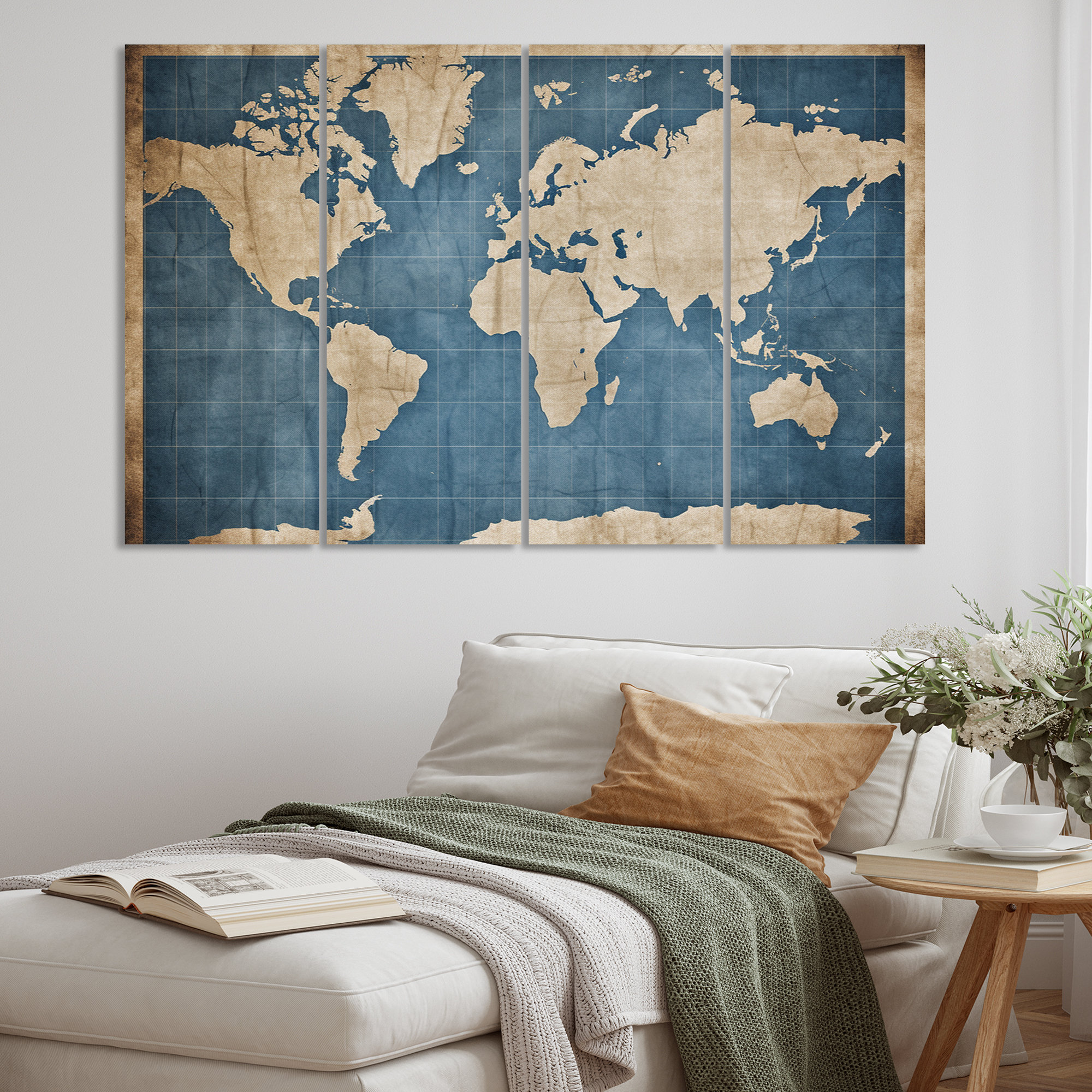 Design Art Ancient Map Of The World IV - World Map Metal Wall Decor Set ...