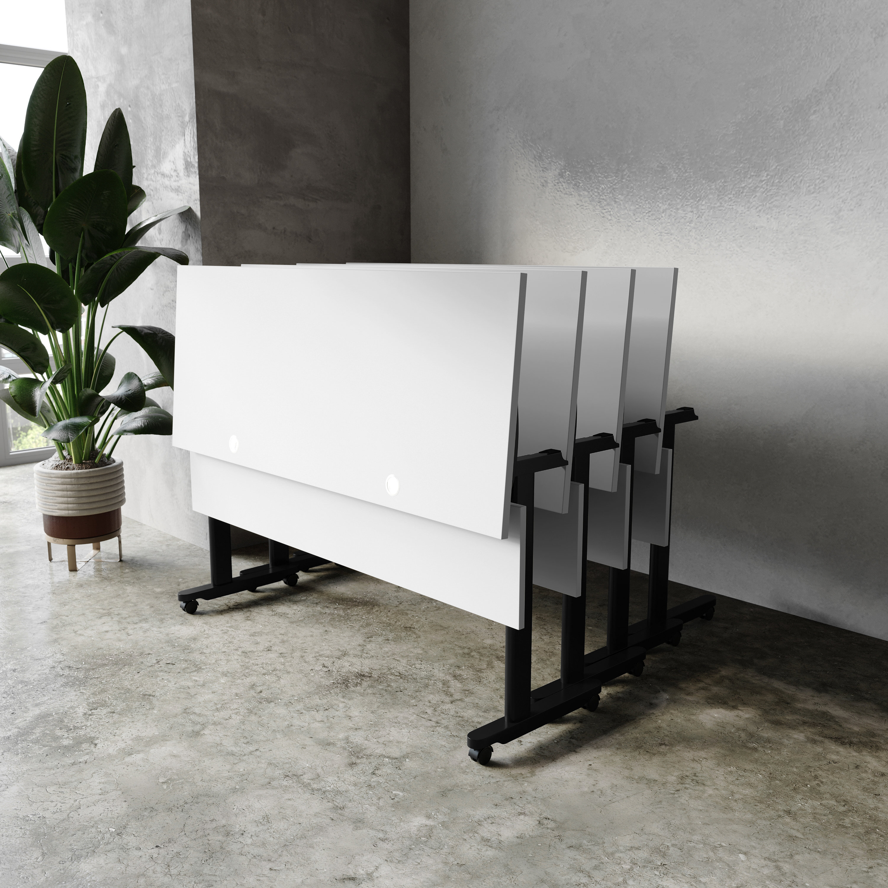 Inbox Zero Commercial Nesting Flip Training Table With Steel Frame And ...