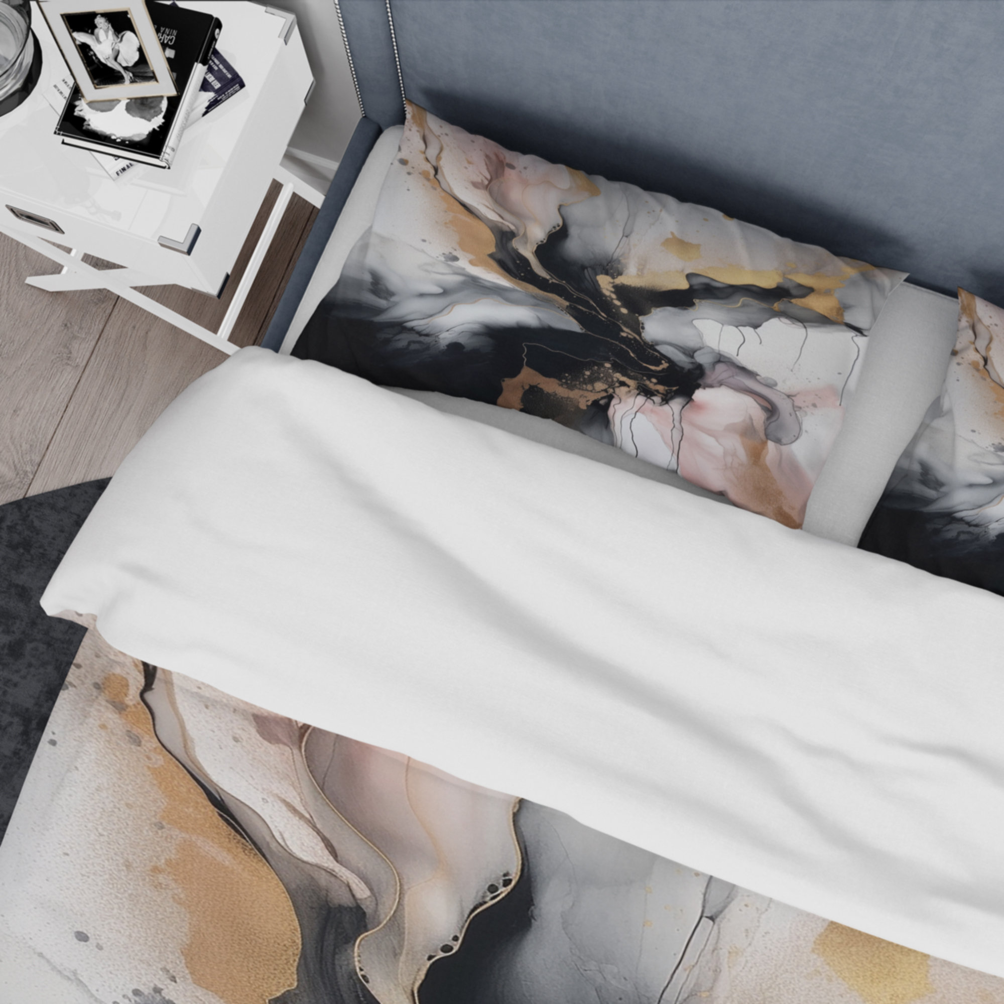 Design Art Pink Black Textured Splash Marble II - Abstract Marble Duvet ...