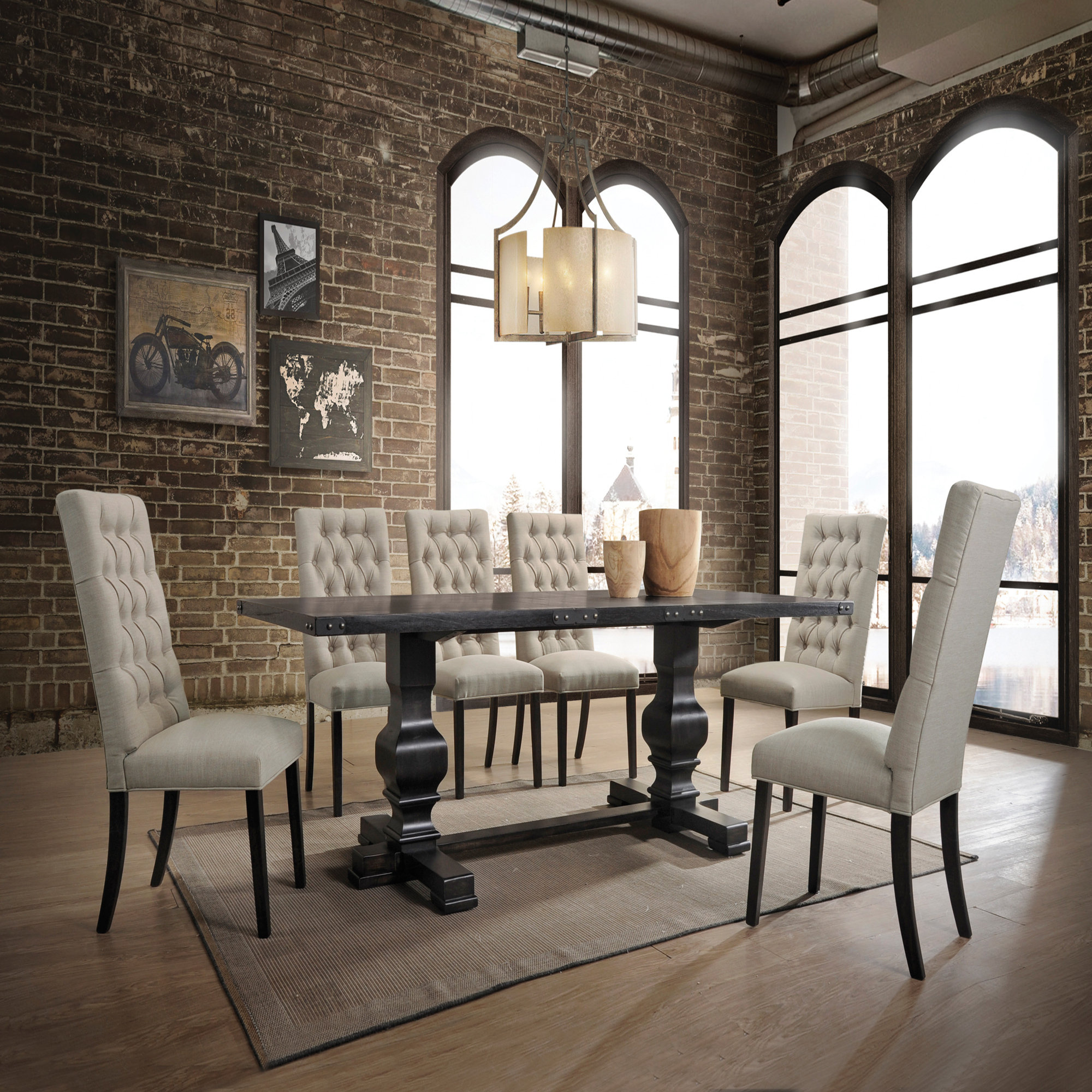 Corrigan Studio Vintage Black Finish 7 PCs Dining Room Set - Wayfair Canada