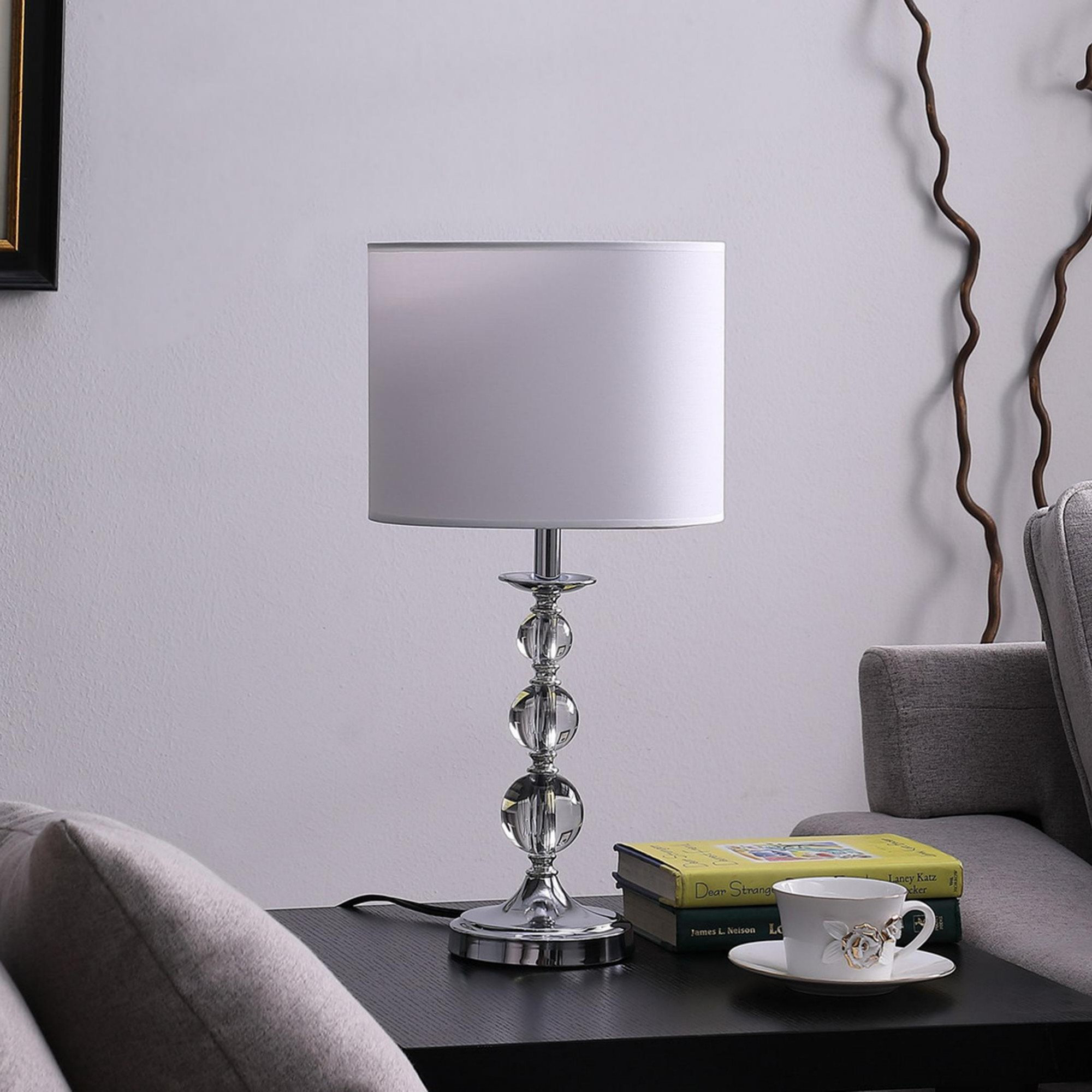 House of Hampton 19.75" Ascending Solid Crystal Orbs Chrome Table Lamp ...