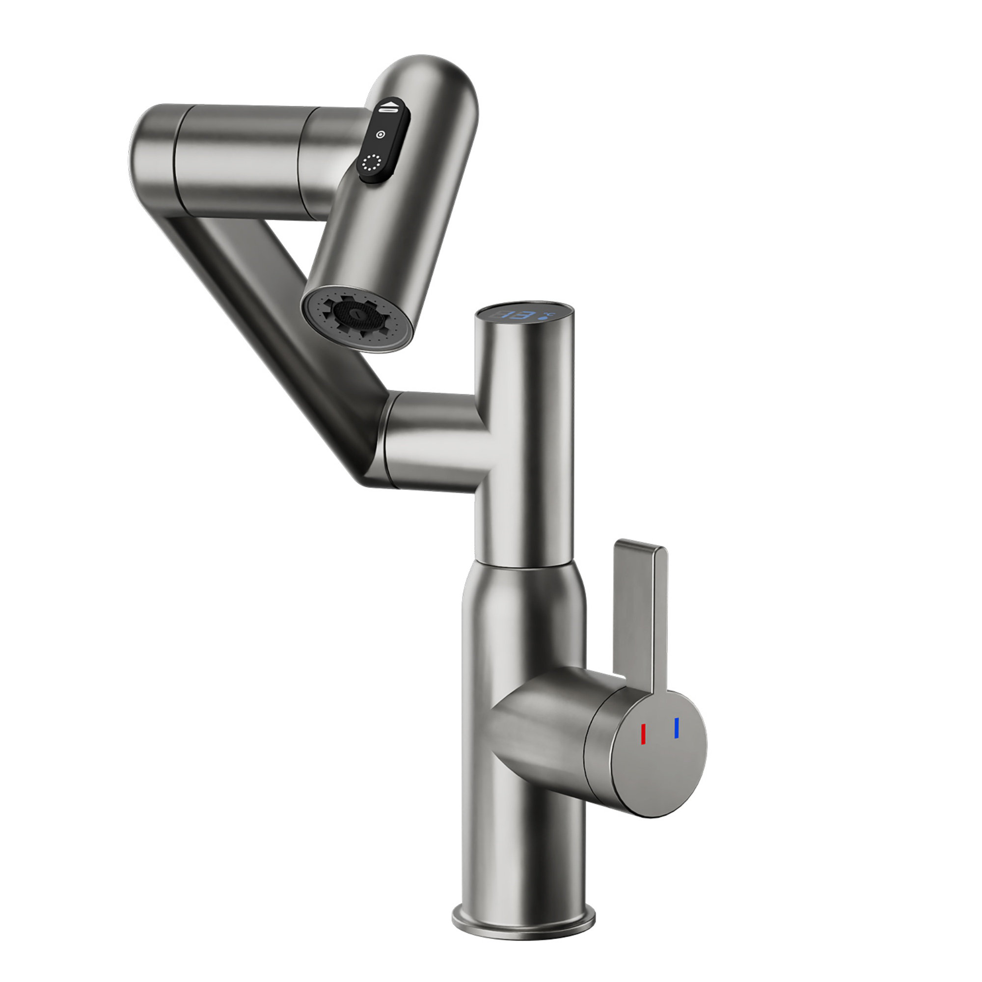 TONWIN Gunmetal Bathroom Sink Faucet Hot/cold Switch 360° Swivel ...