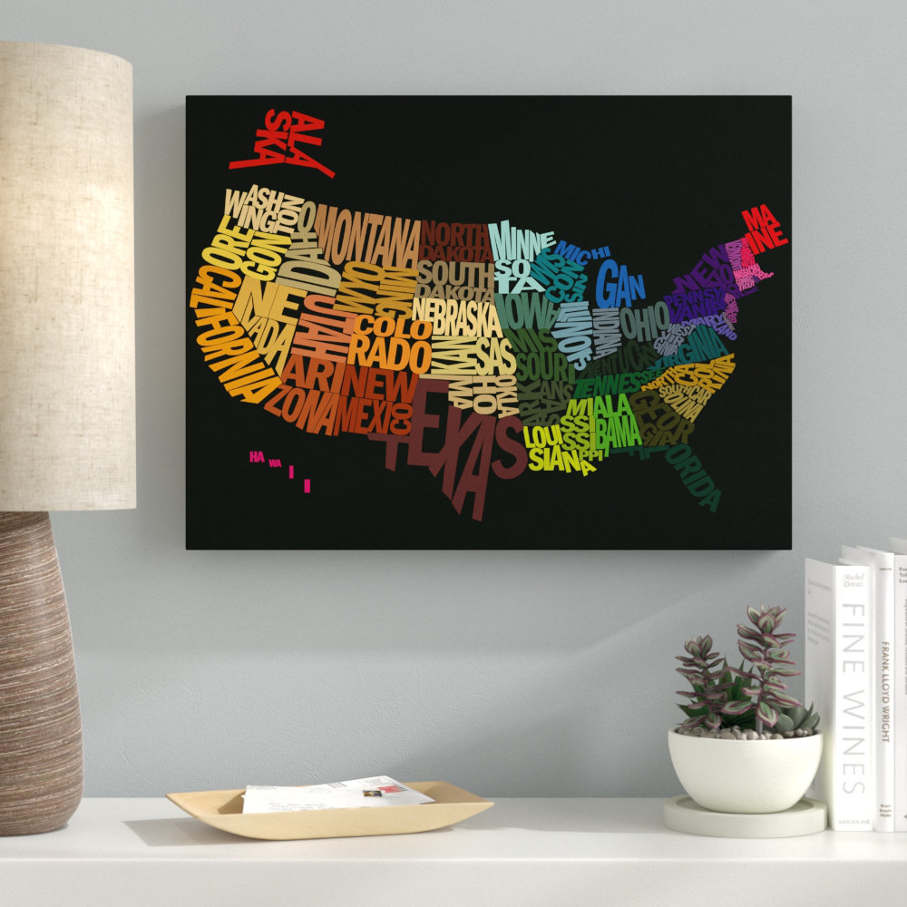 Ebern Designs 'States of Text' Textual Art on Wrapped Canvas | Wayfair
