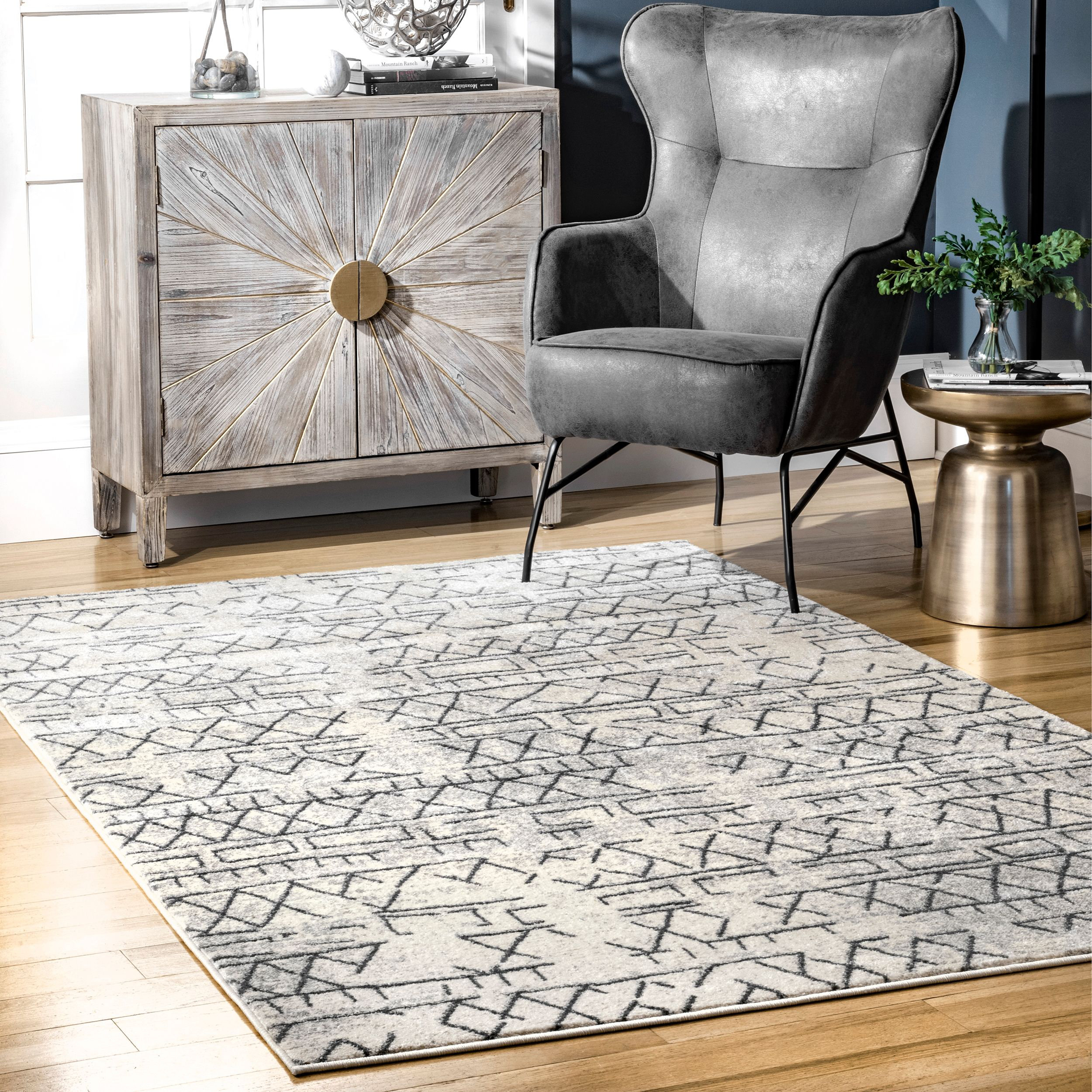 Union Rustic Everhart Geometric Beige Area Rug | Wayfair