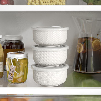 Prep & Savour Matamoras Ceramic Food Storage - Set of 3 Containers and ...