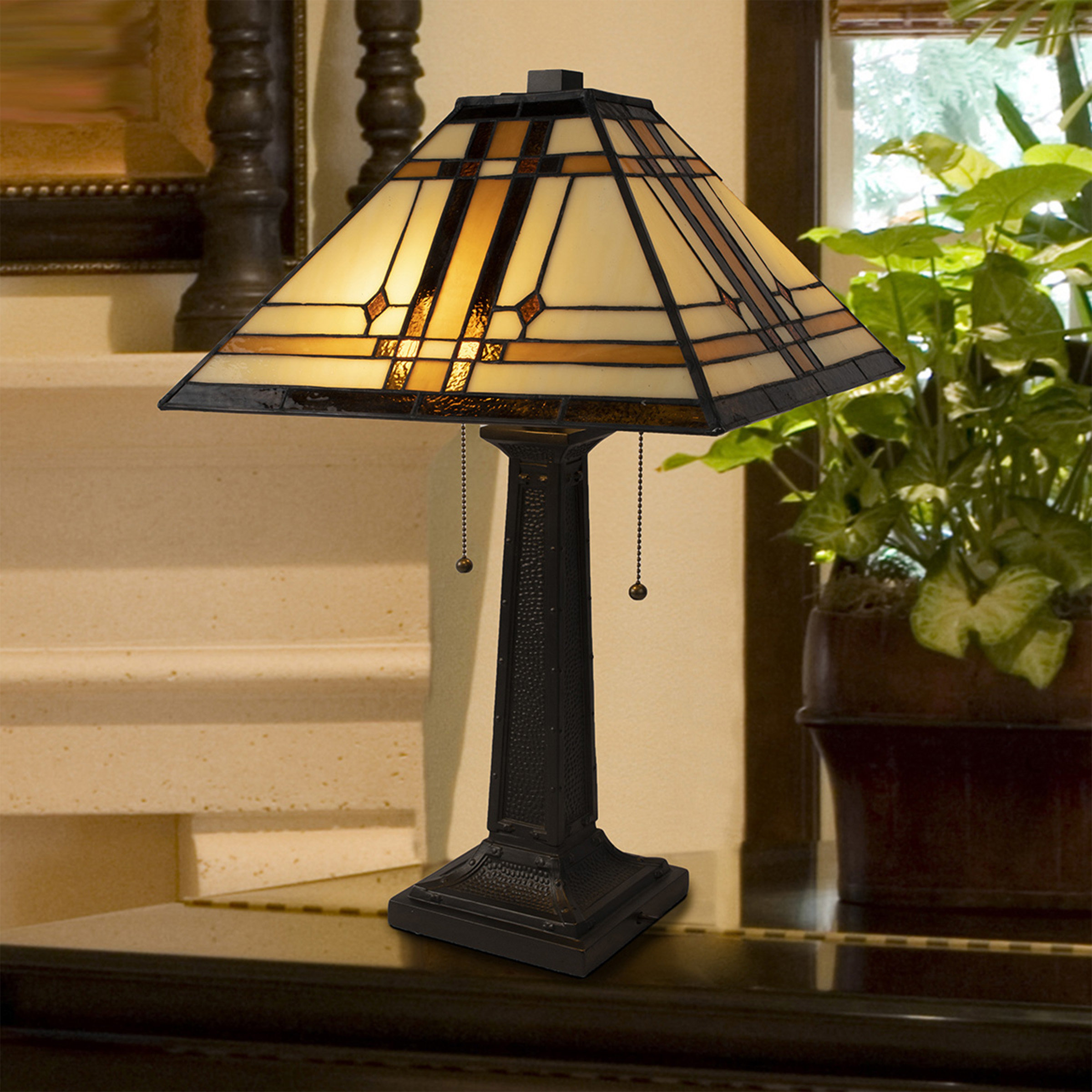 Millwood Pines Damm 24" Tiffany-Style Table Lamp – Mission-Design Art ...