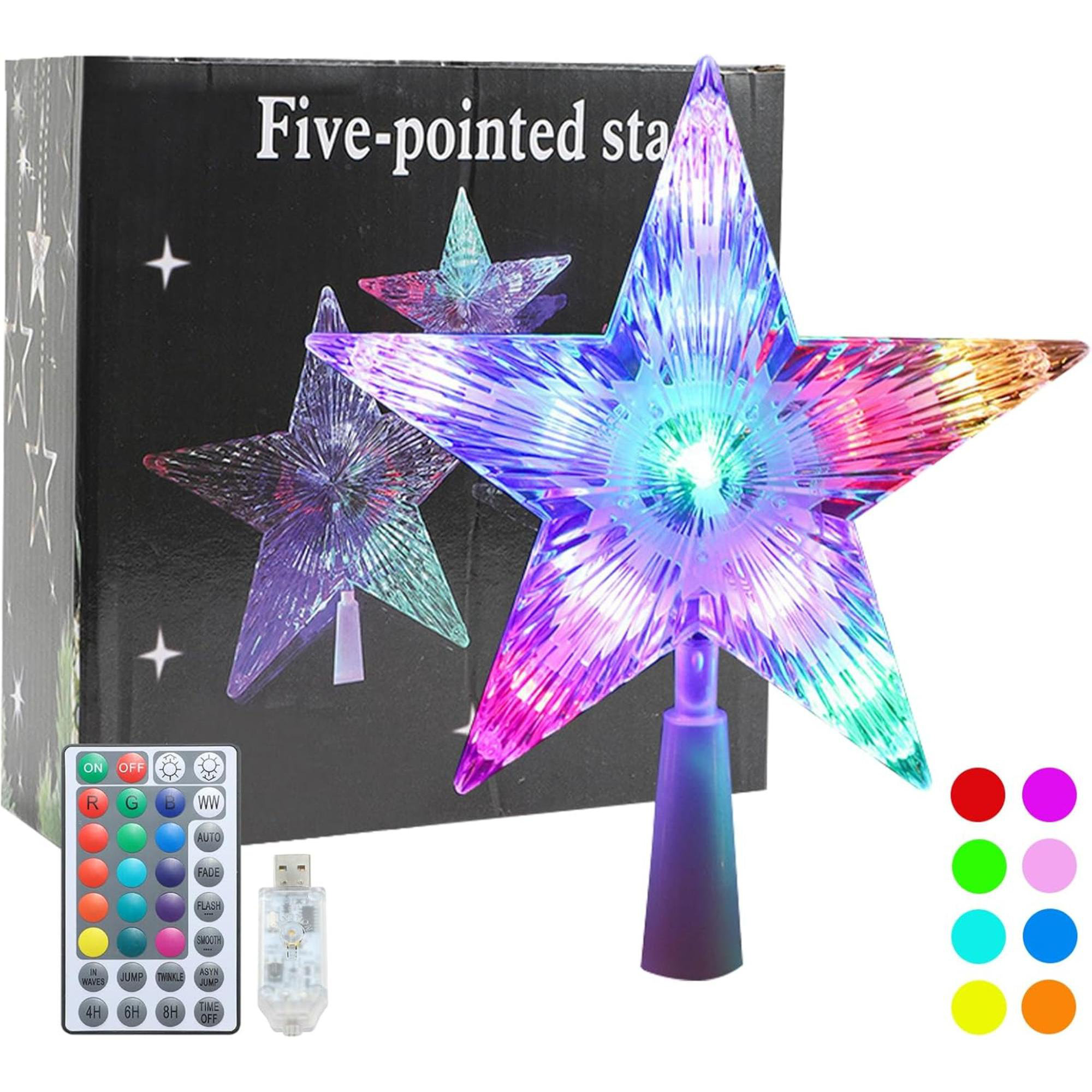 The Holiday Aisle® Christmas Tree Topper, 9" Lighted Christmas Tree ...