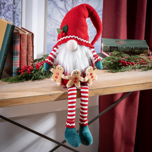 The Holiday Aisle® 13" Fabric Gnome with Long Legs and Gingerbread Man ...