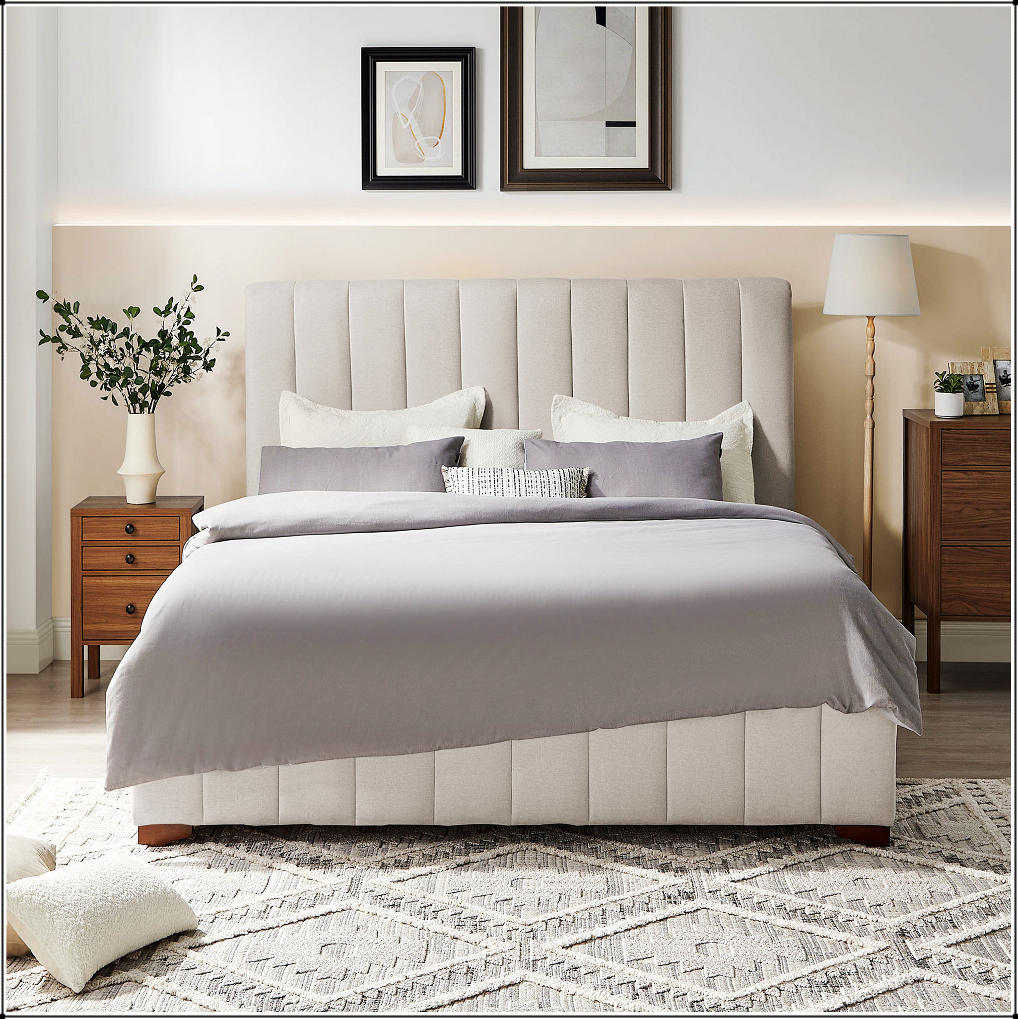 Latitude Run® Queen Size Modern Design Bed Frame Upholstered Queen Bed ...