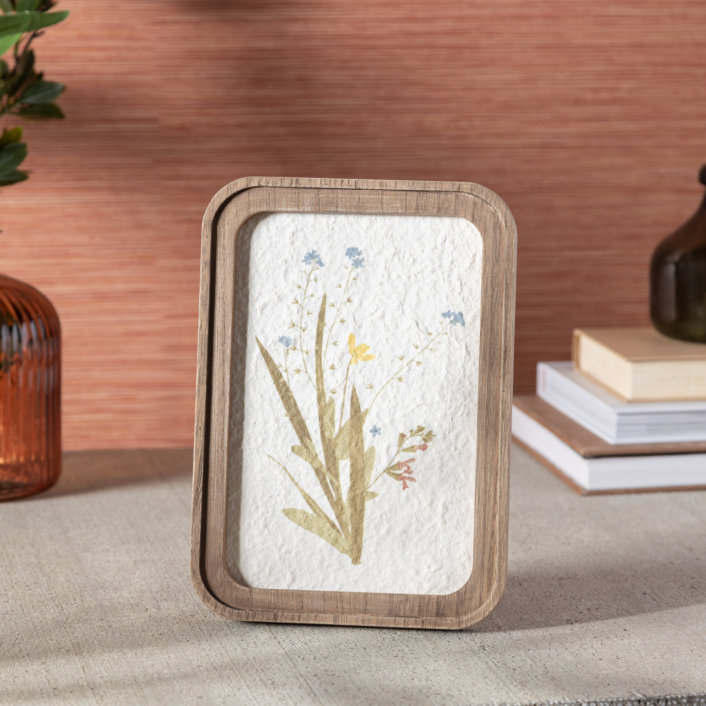 Ophelia & Co. Wood and Paper Pressed Flower Table Décor, 10"H | Wayfair