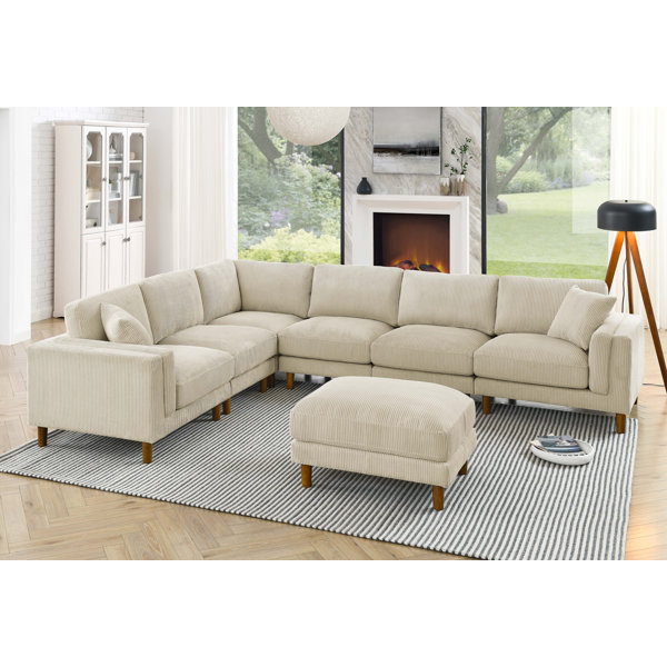Latitude Run® Morgandy 132.5" Wide Reversible Modular Corner Sectional ...