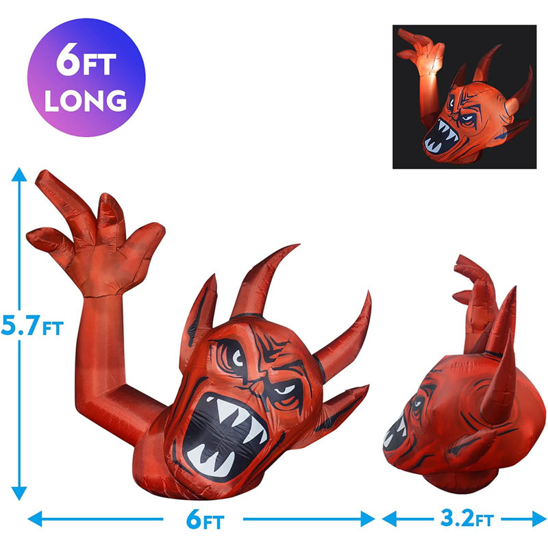 The Holiday Aisle® Halloween Inflatable 6 FT Halloween Inflatables Red ...