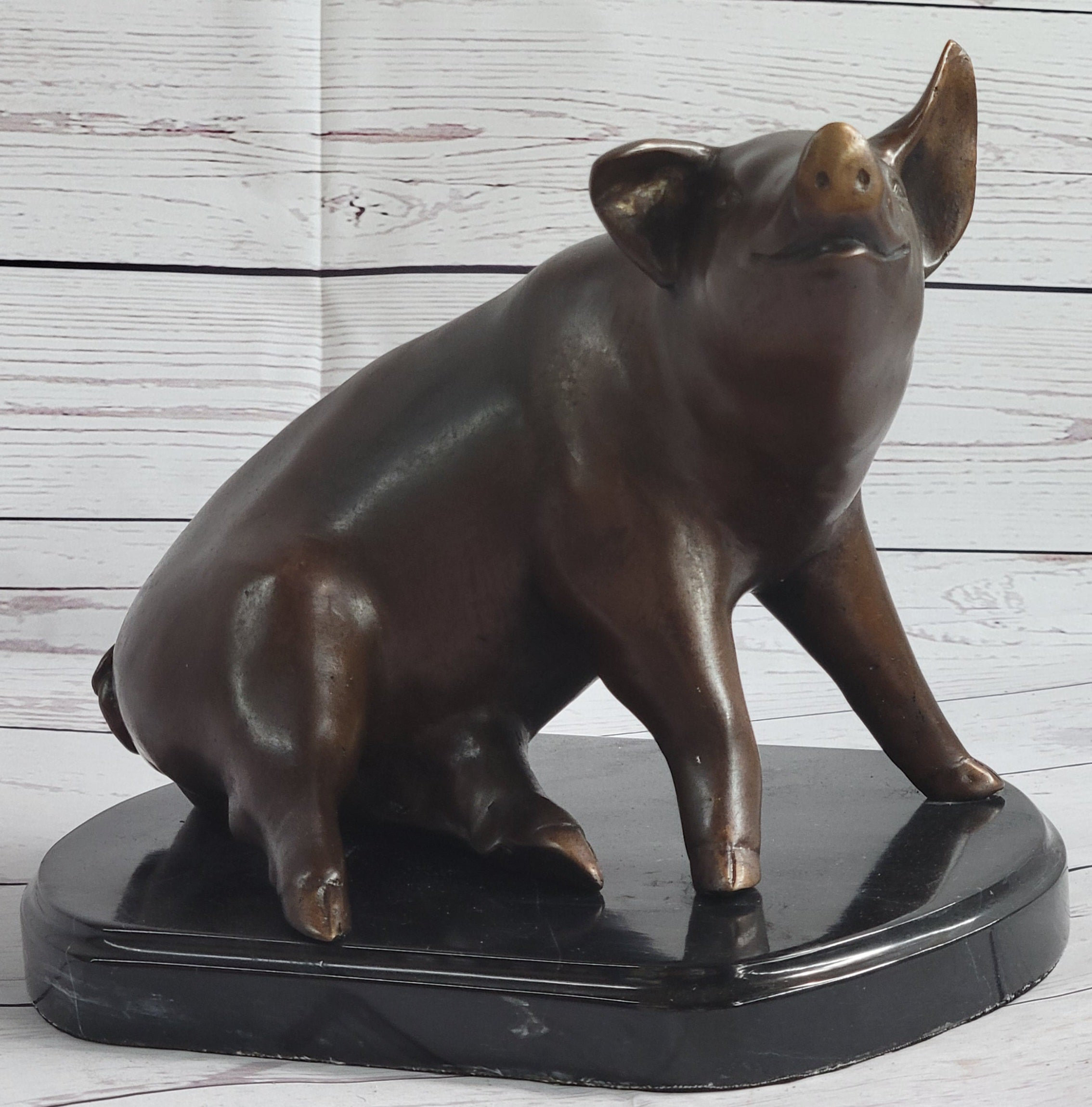 Rosalind Wheeler Caronda Bronze Metal Cute Pig Statue Sculpture Figure ...