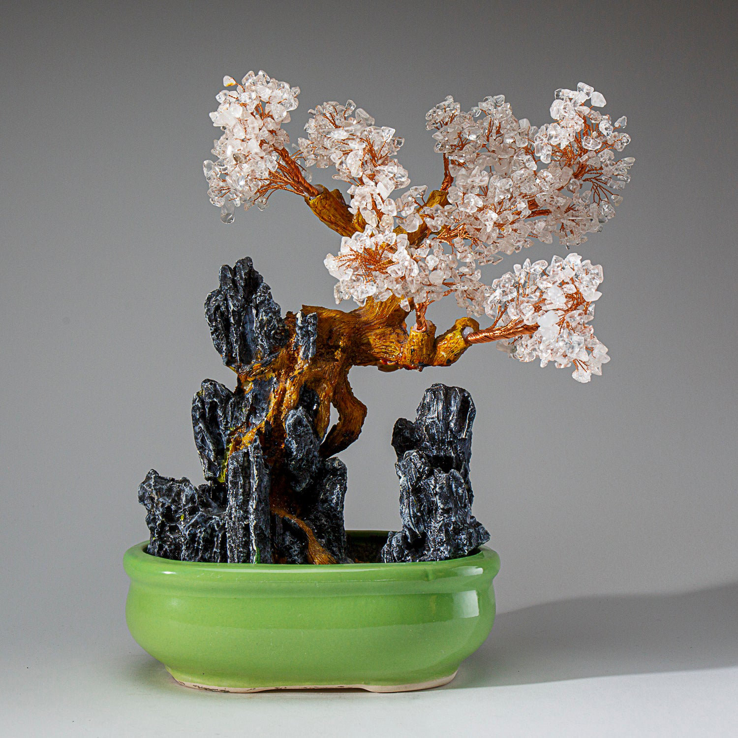 Astro Gallery of Gems Genuine Quartz Gemstone Bonsai Tree in Oval ...