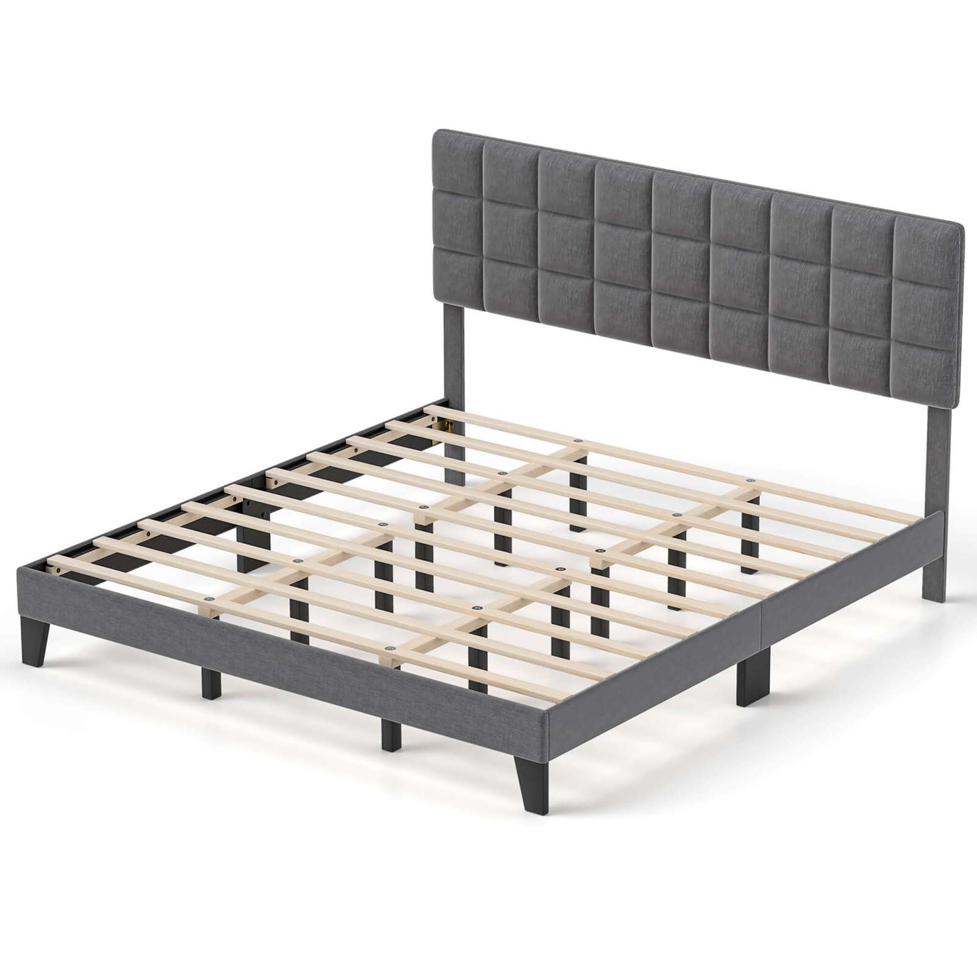 Ebern Designs Bed Frame Modern Linen Fabric Upholstered Platform Bed ...