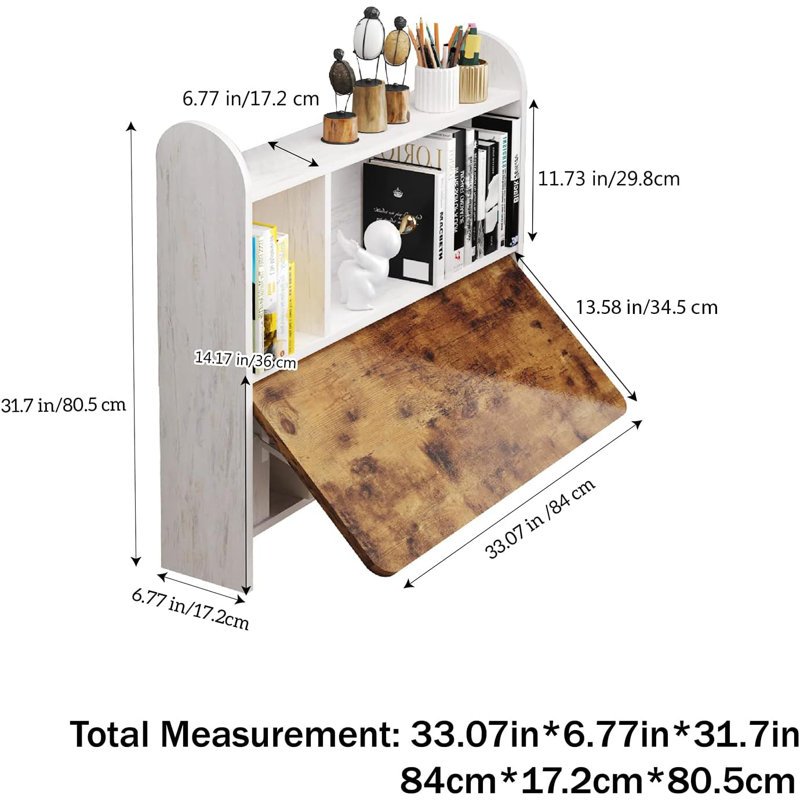 Ebern Designs Laylind Rectangle Floating Desk with and Cabinet | Wayfair