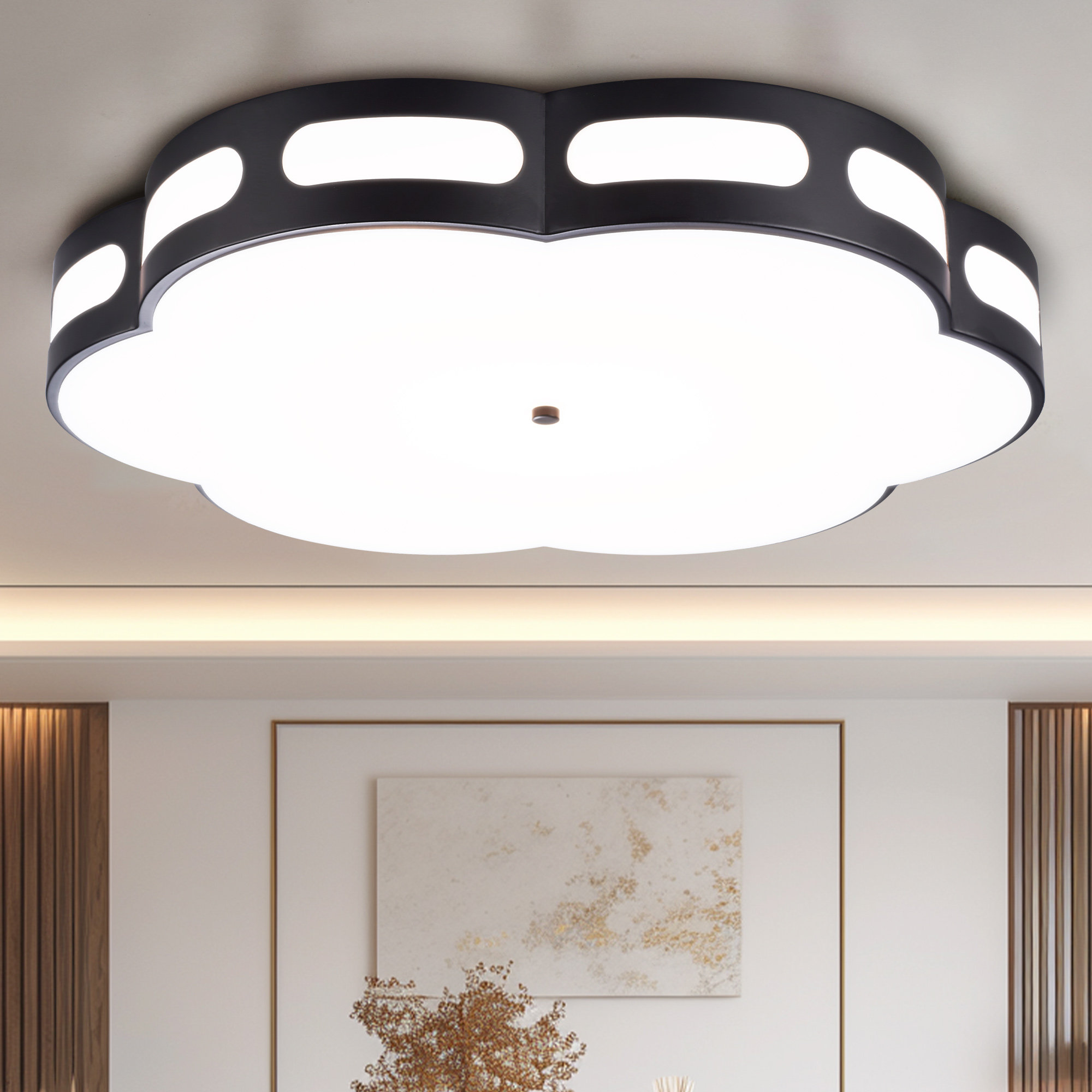 Mercer41 20" Led Flush Mount Ceiling Light, Flower Shape Ceiling Light ...