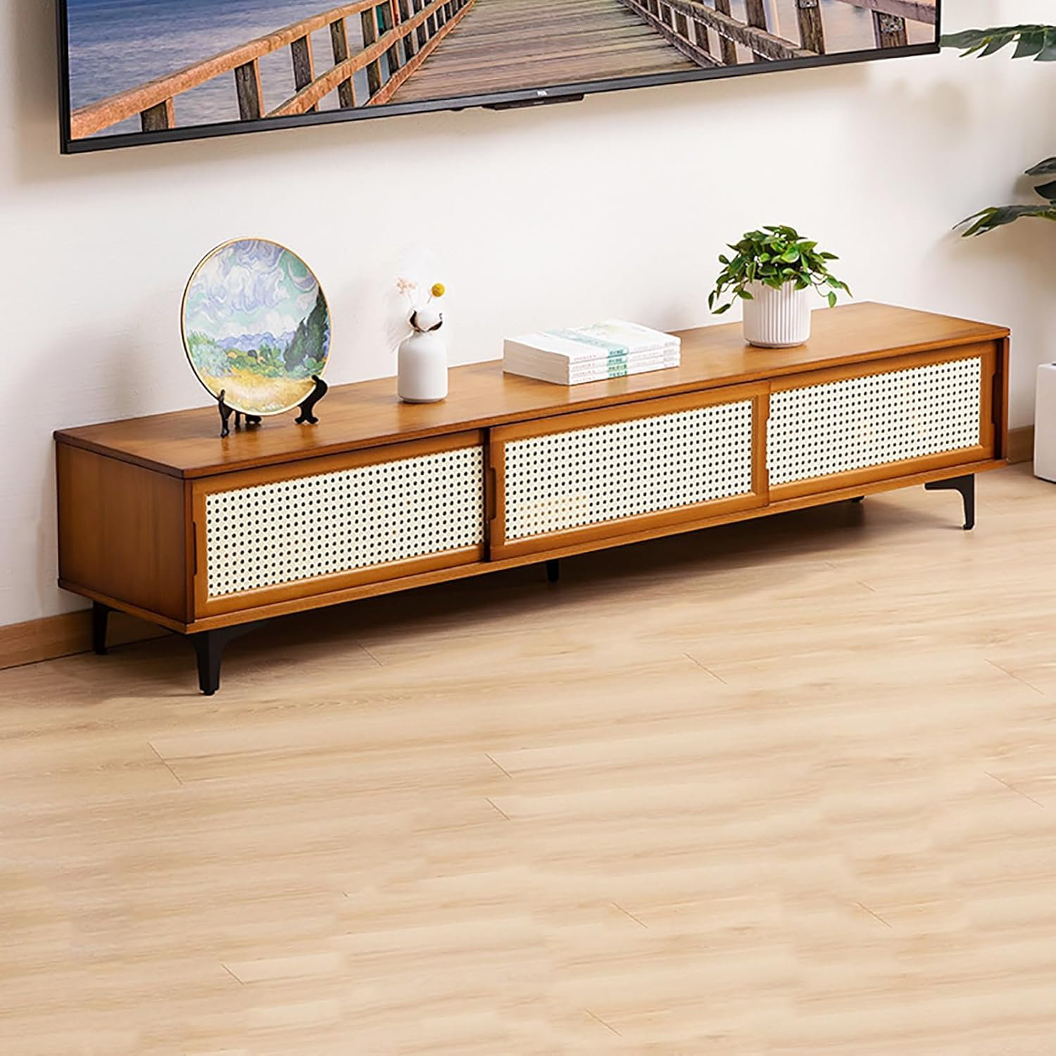 Bay Isle Home™ Bamboo TV Stand 3 Doors 63 Inch Color | Wayfair