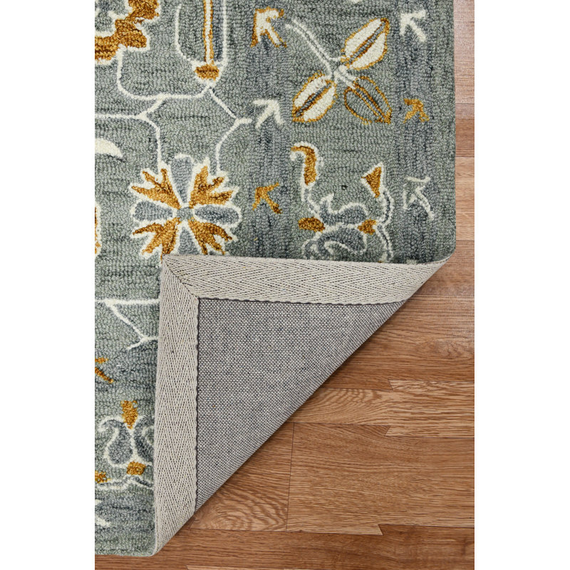 Bungalow Rose Handmade Hand Hooked Wool Gray Rug | Wayfair