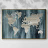 Wexford Home Navy World Map Framed On Canvas Print | Wayfair