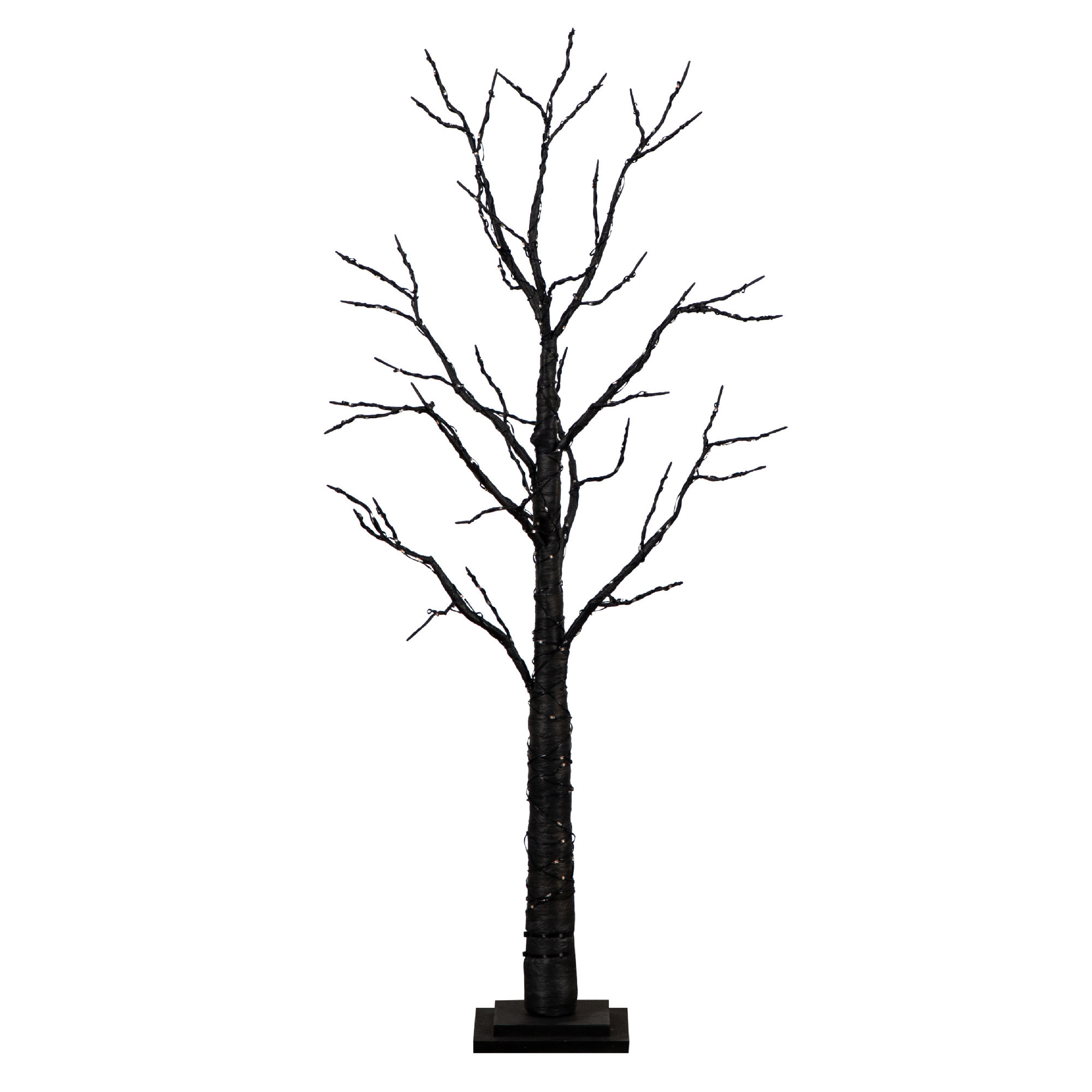 Primrue 4ft. Pre-Lit Halloween Black Twig Artificial Fall Tree with 240 ...