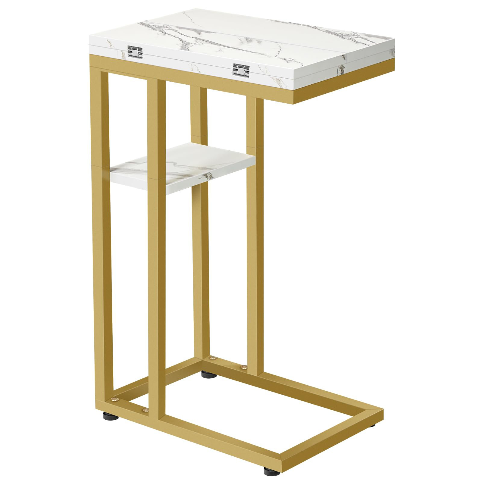 Latitude Run® C-Shaped Foldable Side Table - Marble + Gold - Perfect ...