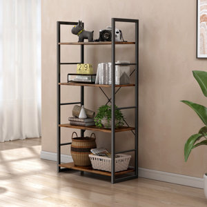 17 Stories Landrienne 47.2" H x 23.6" W Etagere 4-Shelf Bookcase ...
