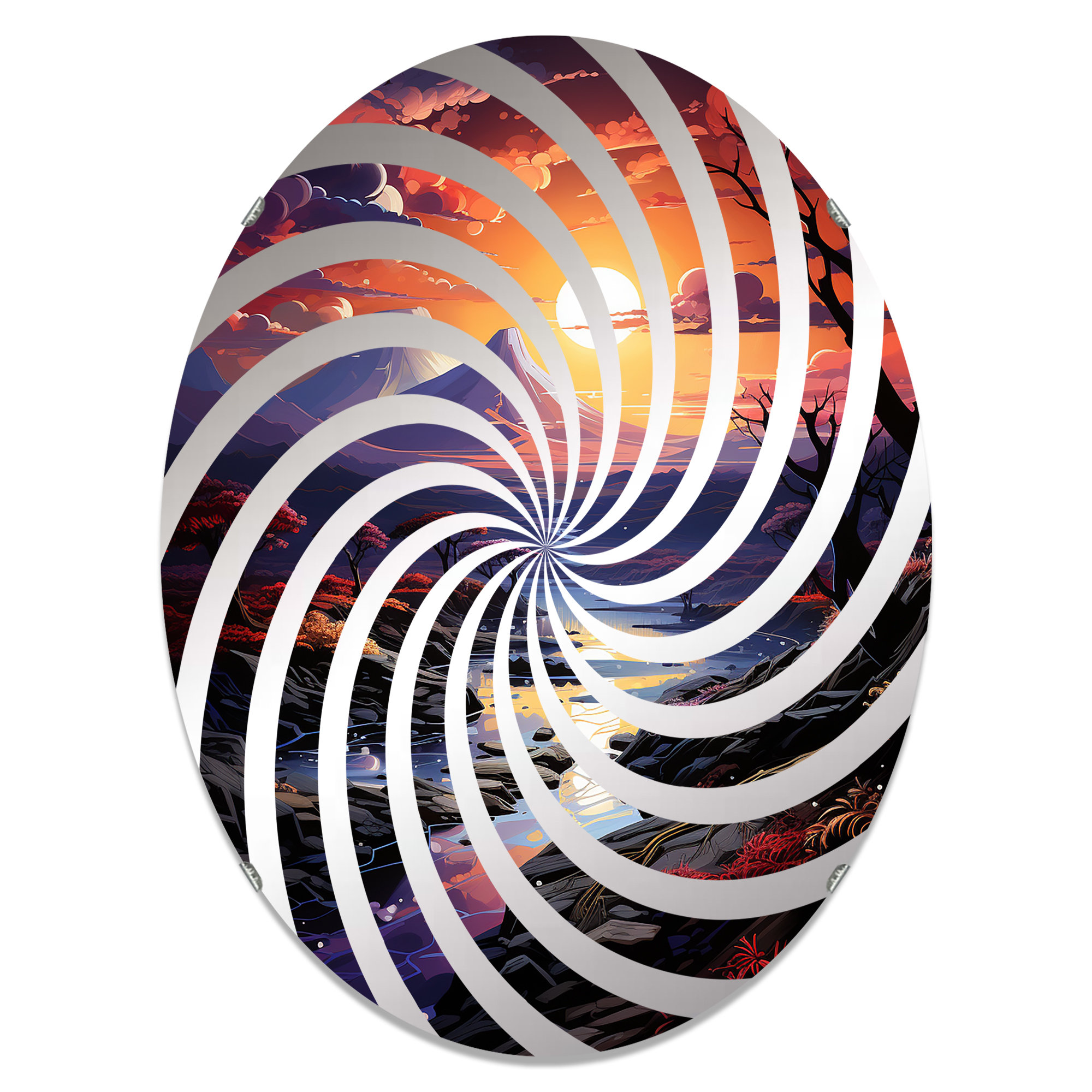 Design Art Volcano Volcanic Twilight - Vortex Decorative Mirror|Oval ...