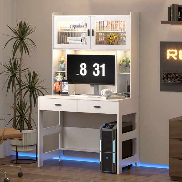 Latitude Run® Shona 40'' W Rectangle Computer Desk with Hutch and ...