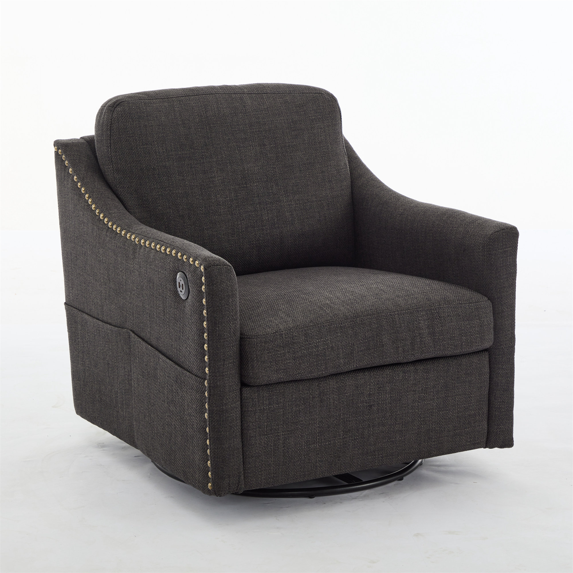 Red Barrel Studio Dark Grey 360 Degree Swivel Rotating Accent Chair ...
