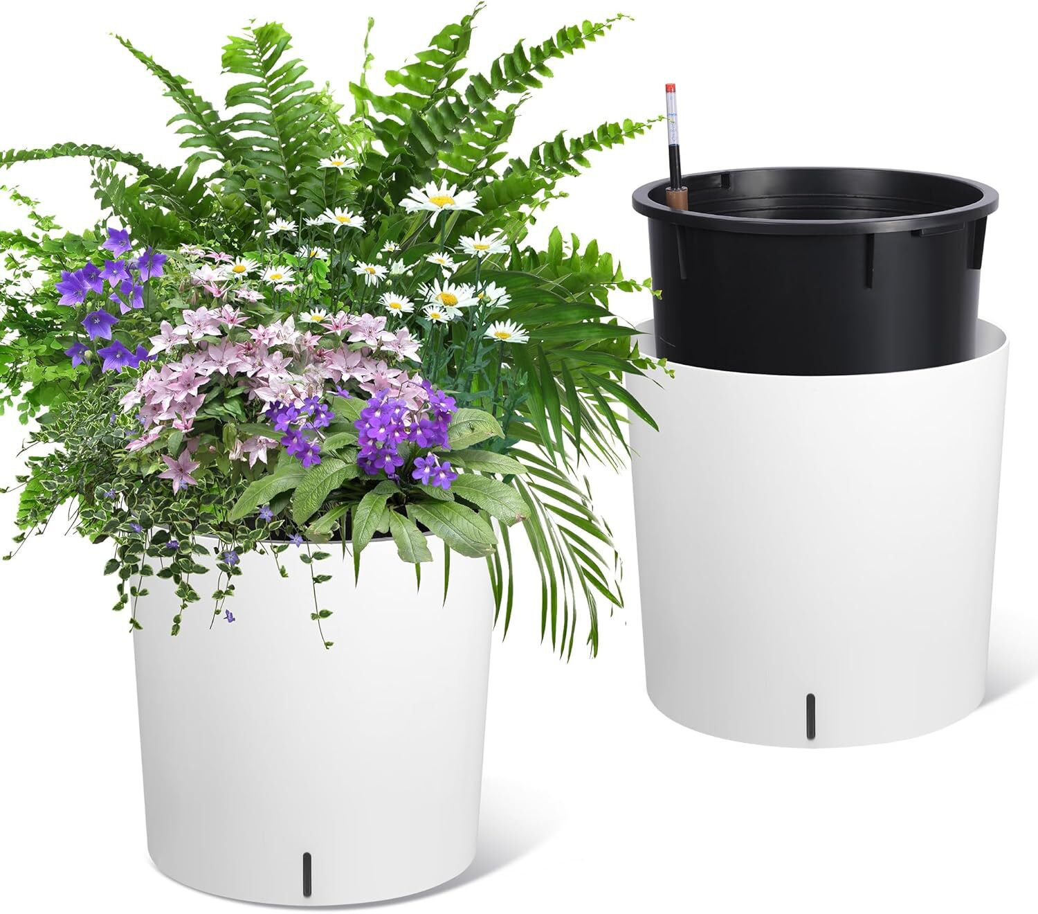 Latitude Run® Tall Round Planter Set Of 2, 20" Large Flower Pot Outdoor ...