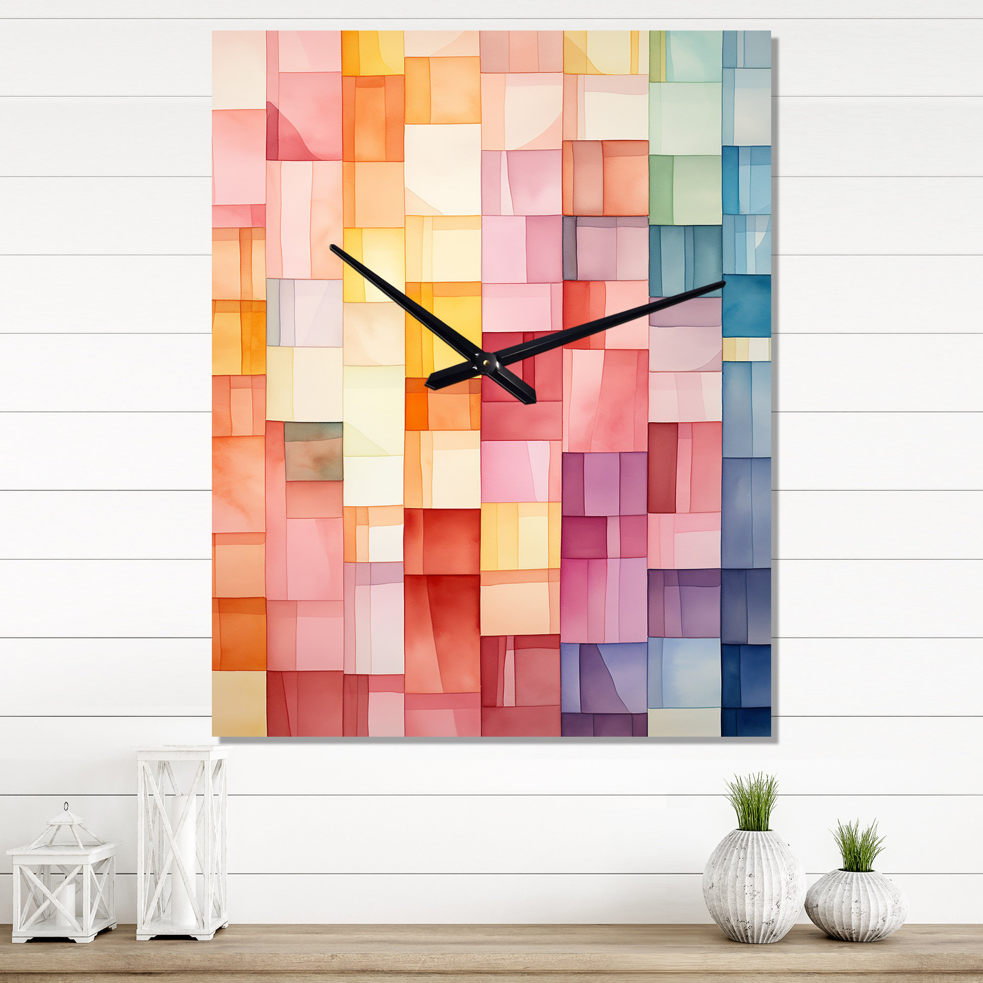 Design Art Hardedge Pastel Symetry I - Abstract Modern Wall Clock | Wayfair